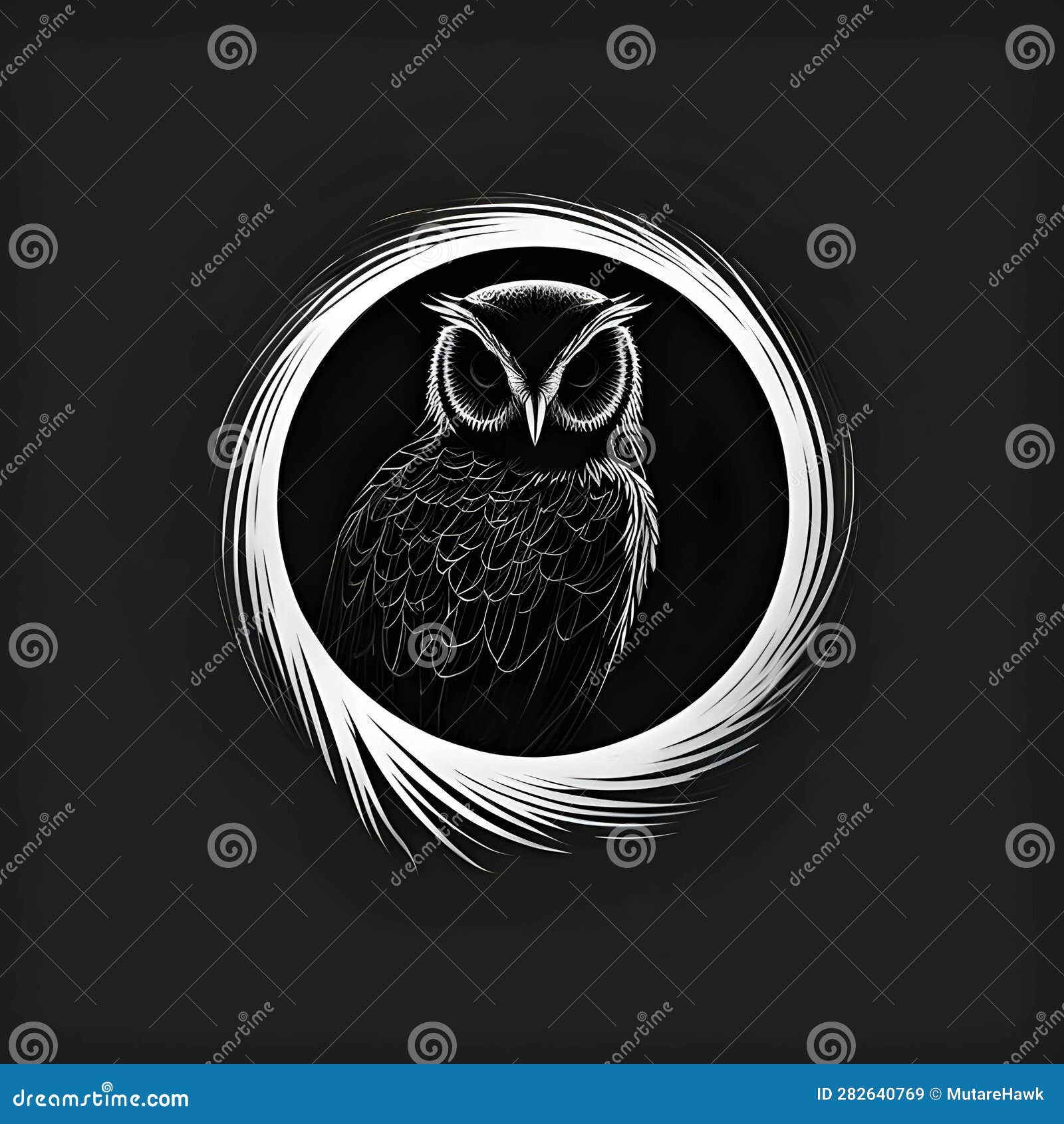 Logo Concept - Black and White Owl in a Circle Stock Vector ...