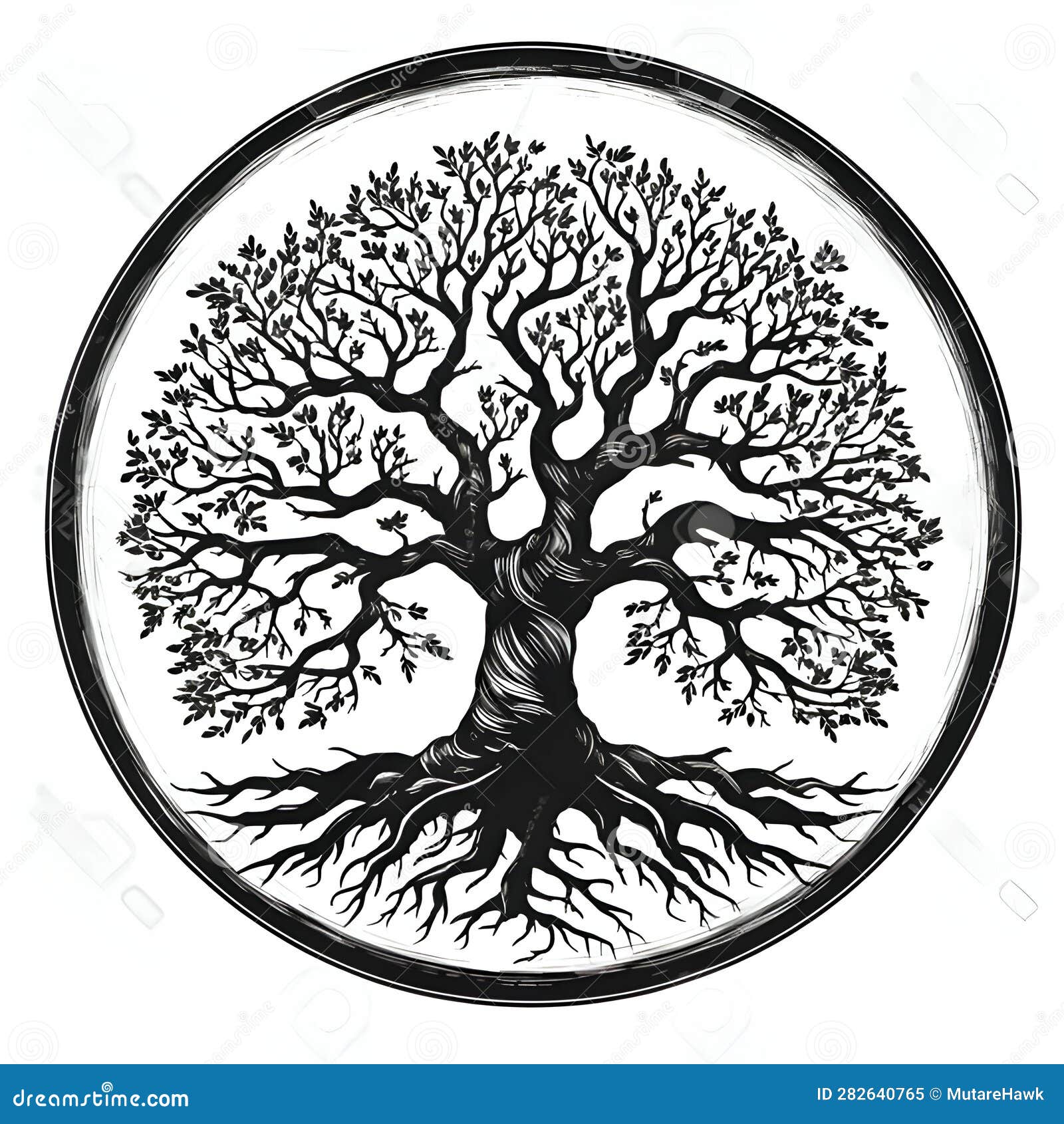 Logo Concept - Black and White Tree in a Circle Stock Vector ...