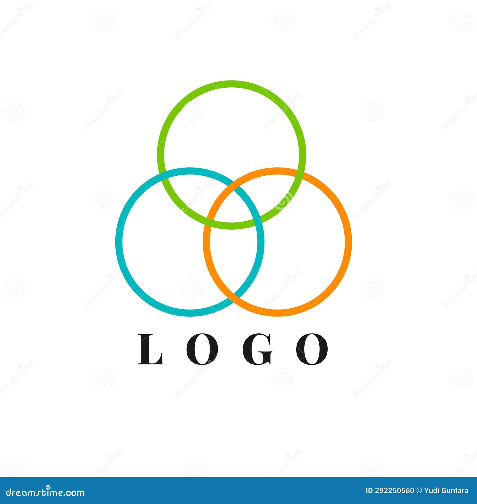 Collaborative Logo Concept between Three Thin Circular Lines Stock ...