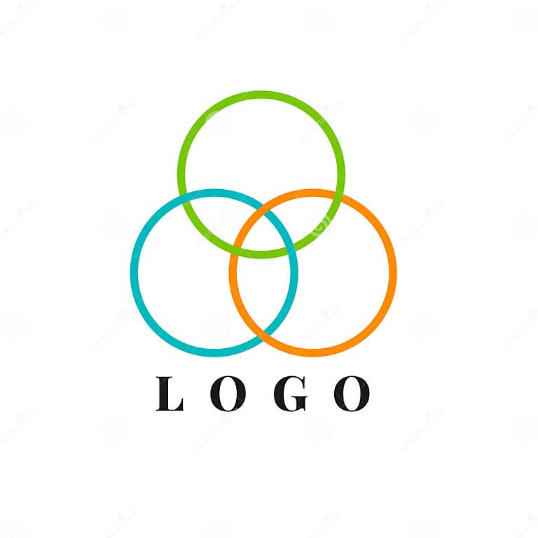 Collaborative Logo Concept between Three Thin Circular Lines Stock ...
