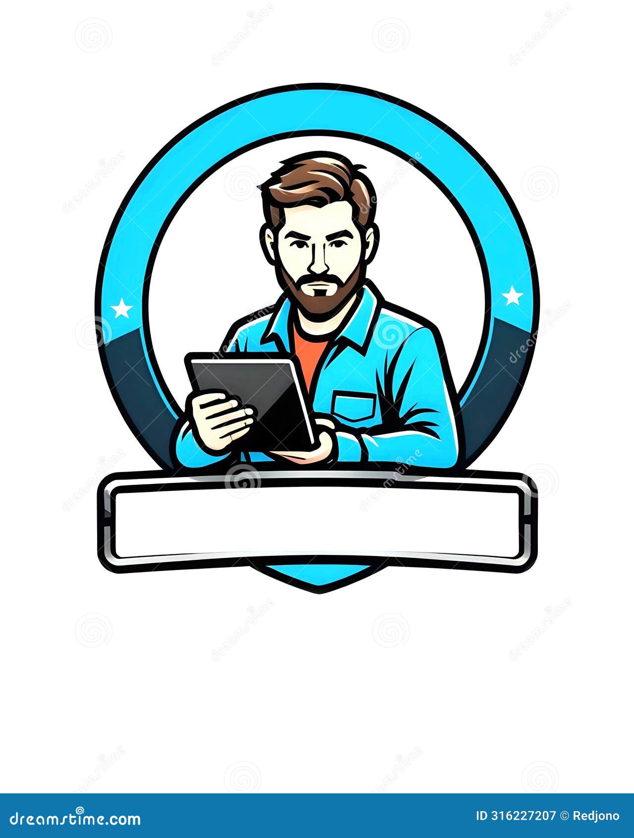 Logo Concept Computer Engineer Working on PC Stock Illustration ...