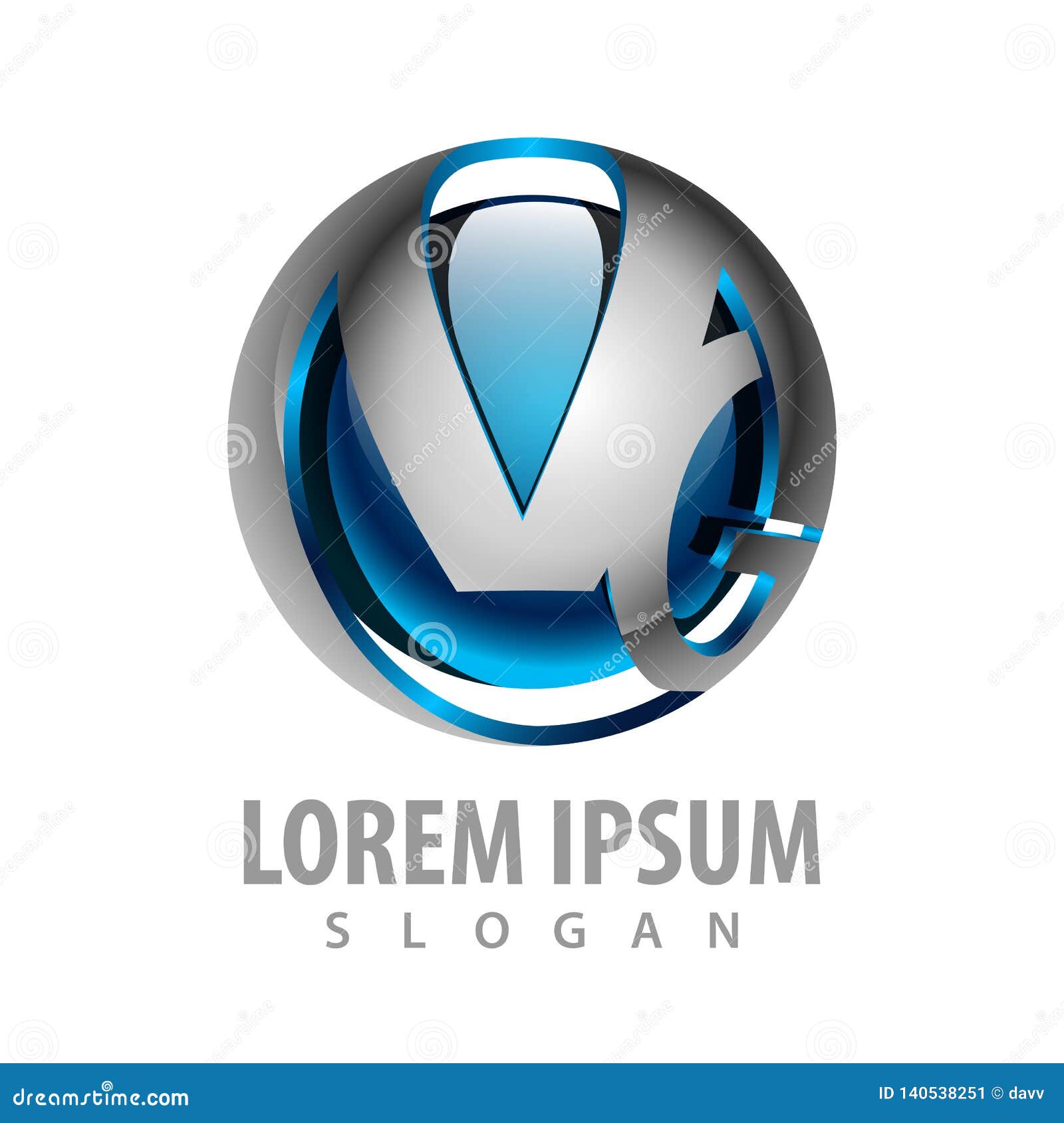 Logo Concept Design. Sphere Tech. Initial Letter VG. 3D Style Stock ...
