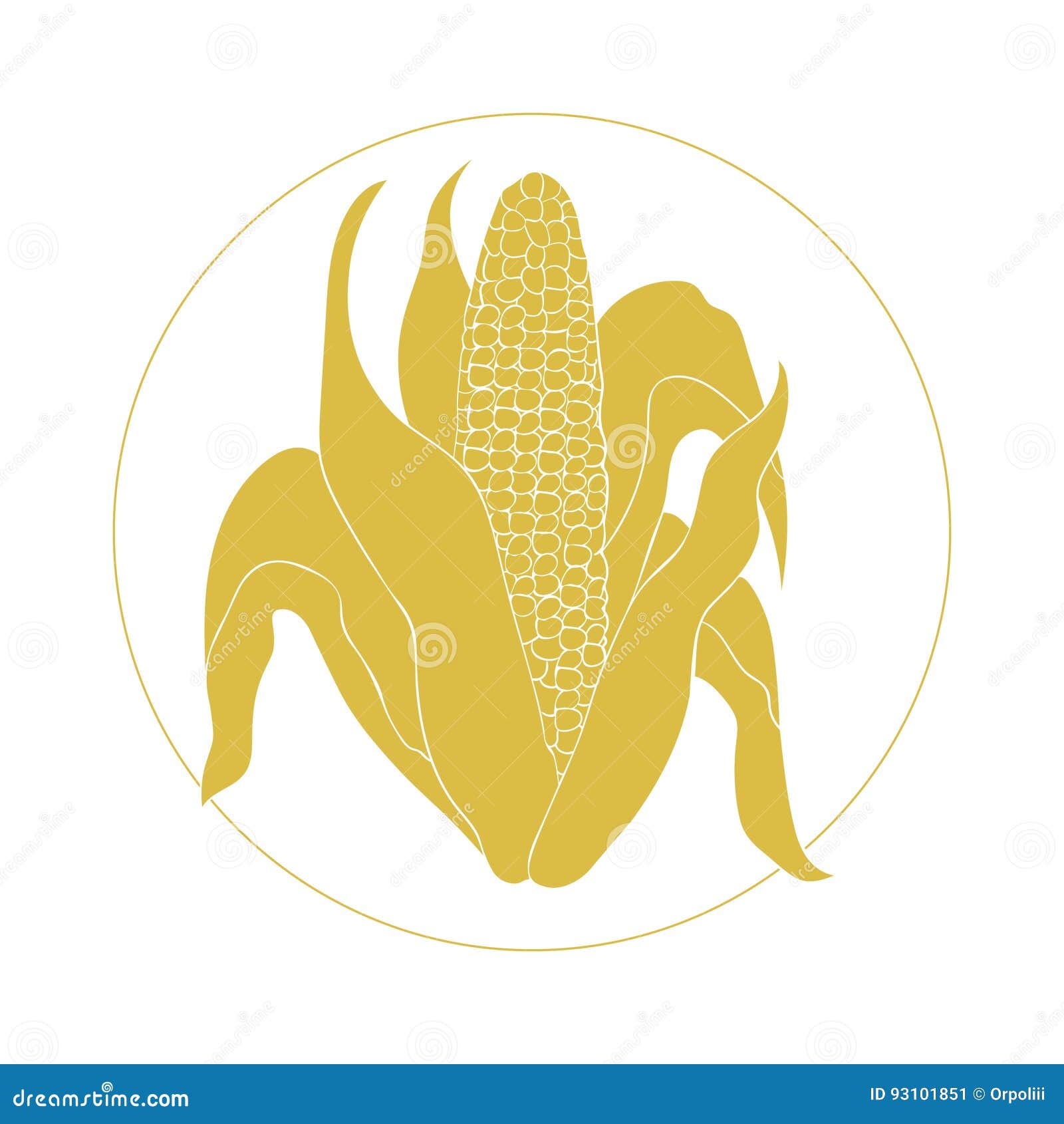 Logo Corn in the Cob with Leaves. Vector Illustration Stock Vector ...