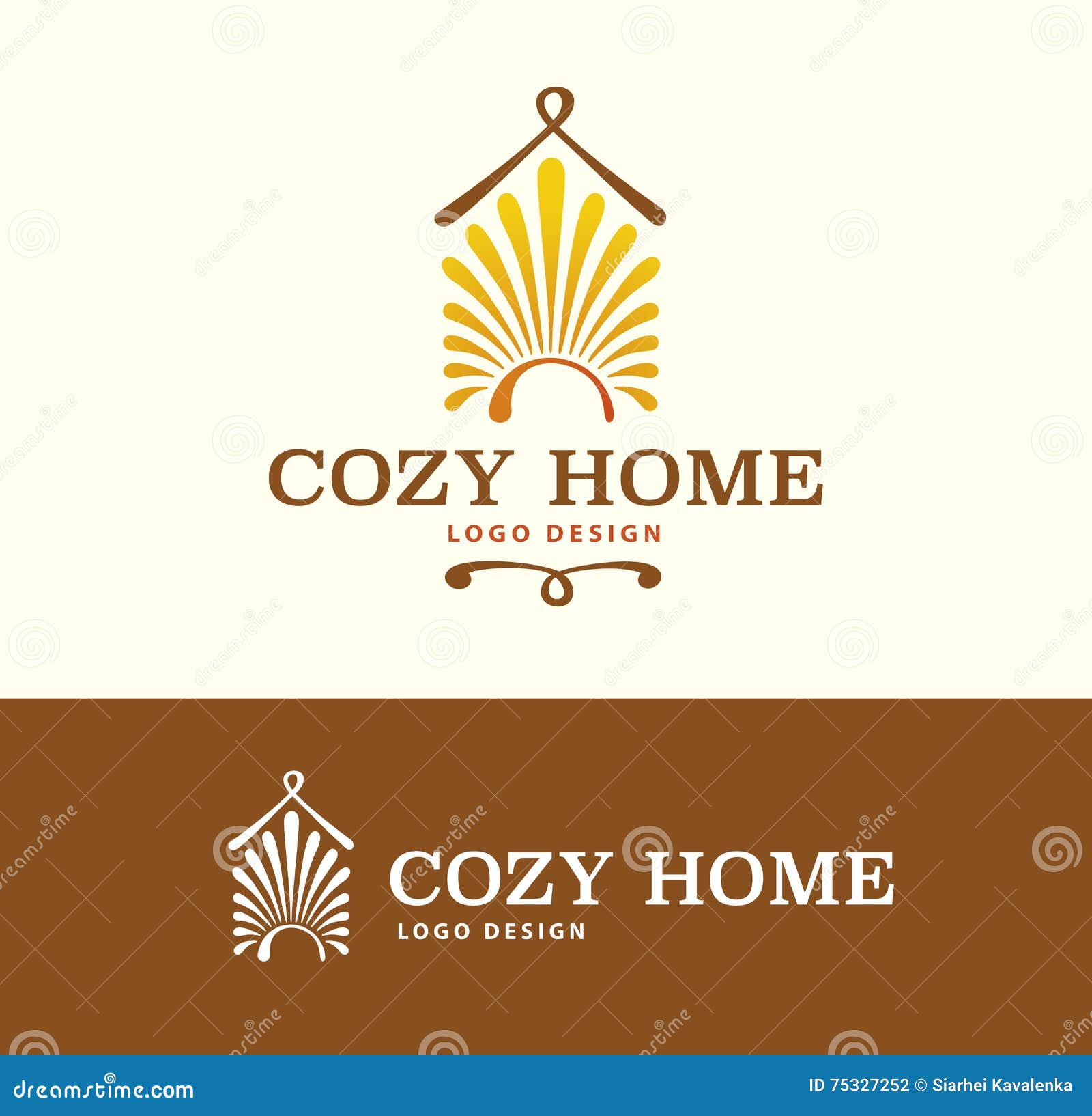 Logo Cozy Home on Light and Dark Color Stock Vector - Illustration of ...