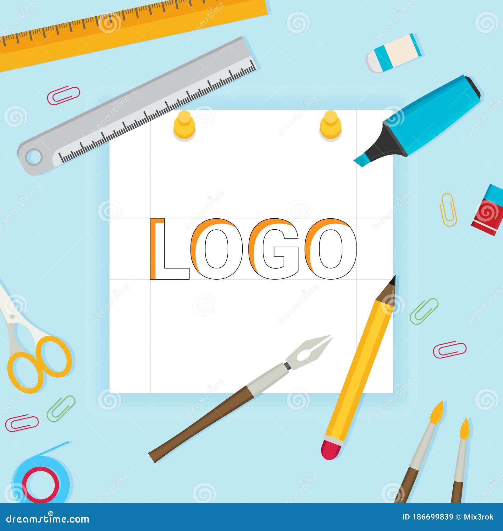 Logo Creating. Colorful Flat Design Icon Stock Vector - Illustration of ...