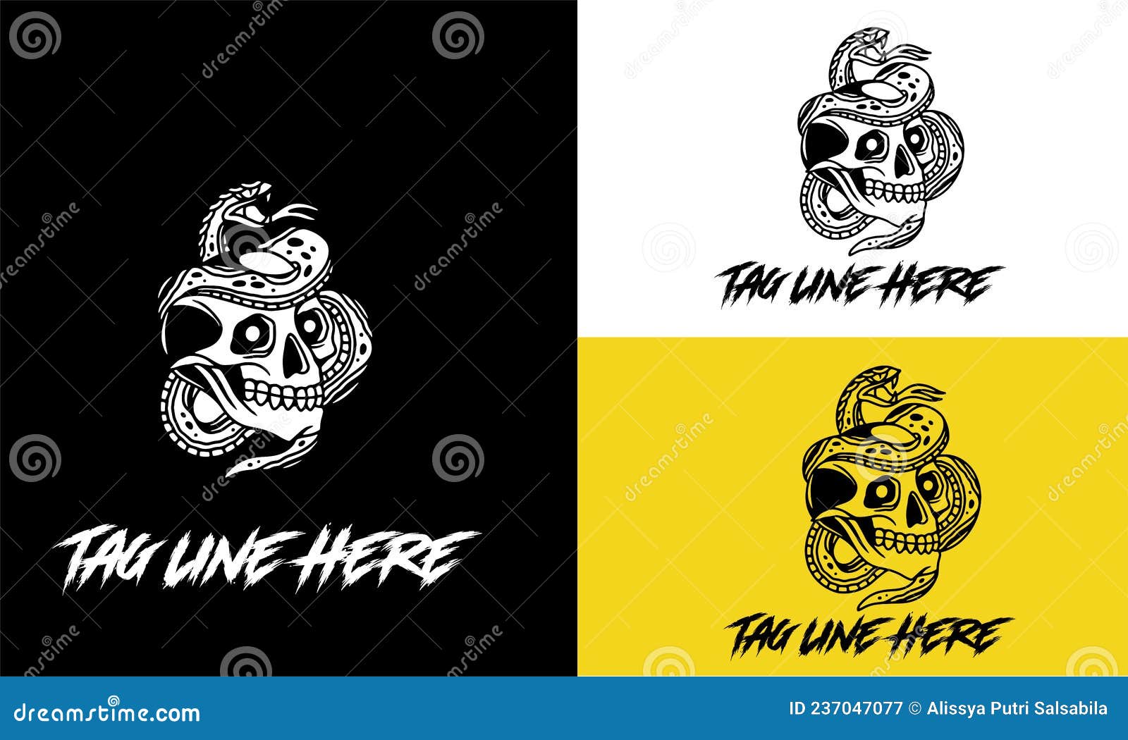 Logo Creative of Head Skull and Snake Vector Illustration Stock Vector ...