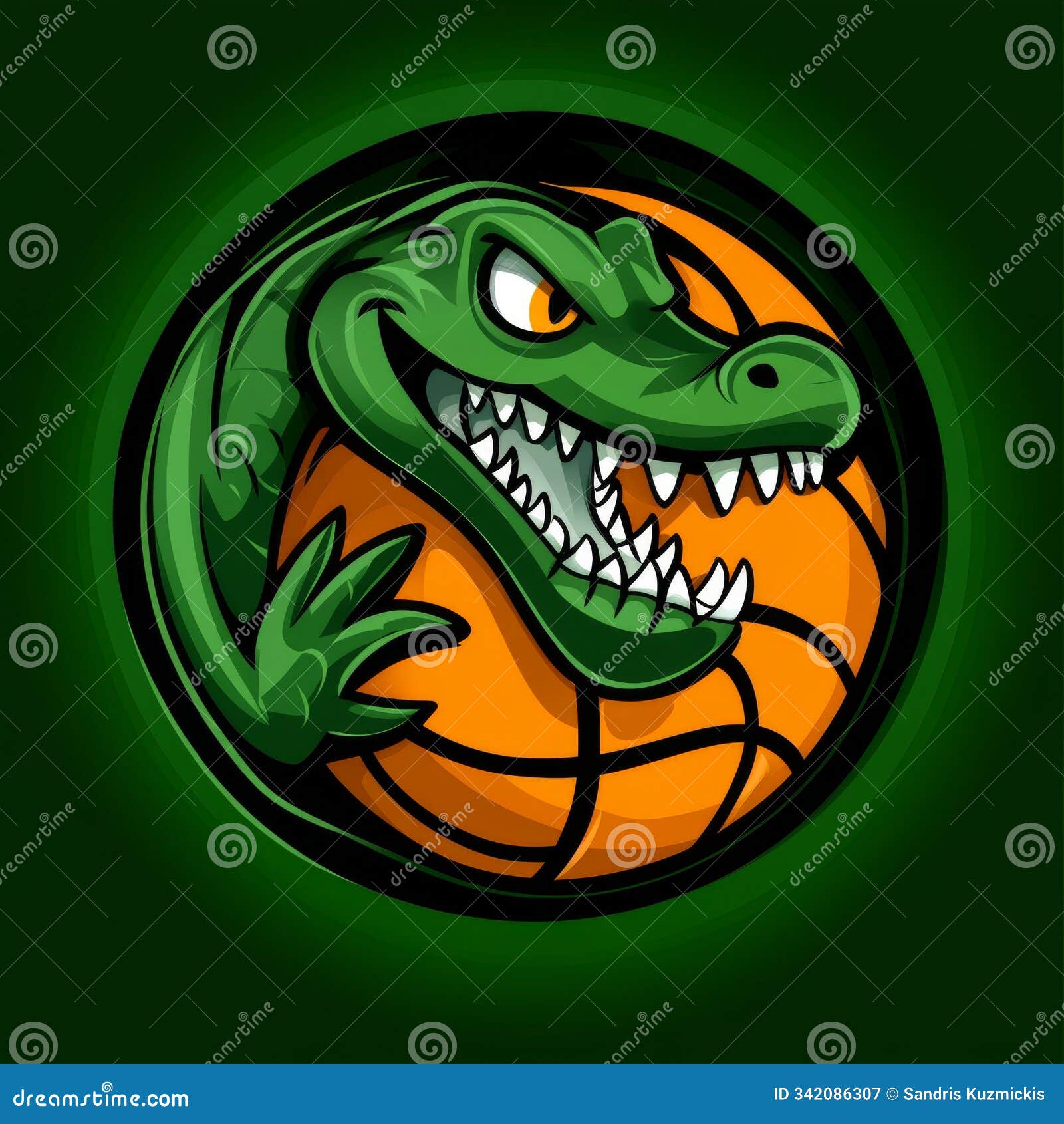 Logo with Crocodile and Basketball Ball. Generative AI. Stock ...
