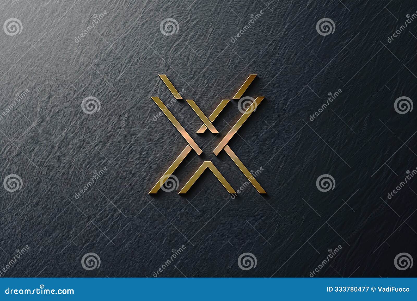 Logo, Crossed Triangles in Gold on a Blue Wall Stock Illustration ...