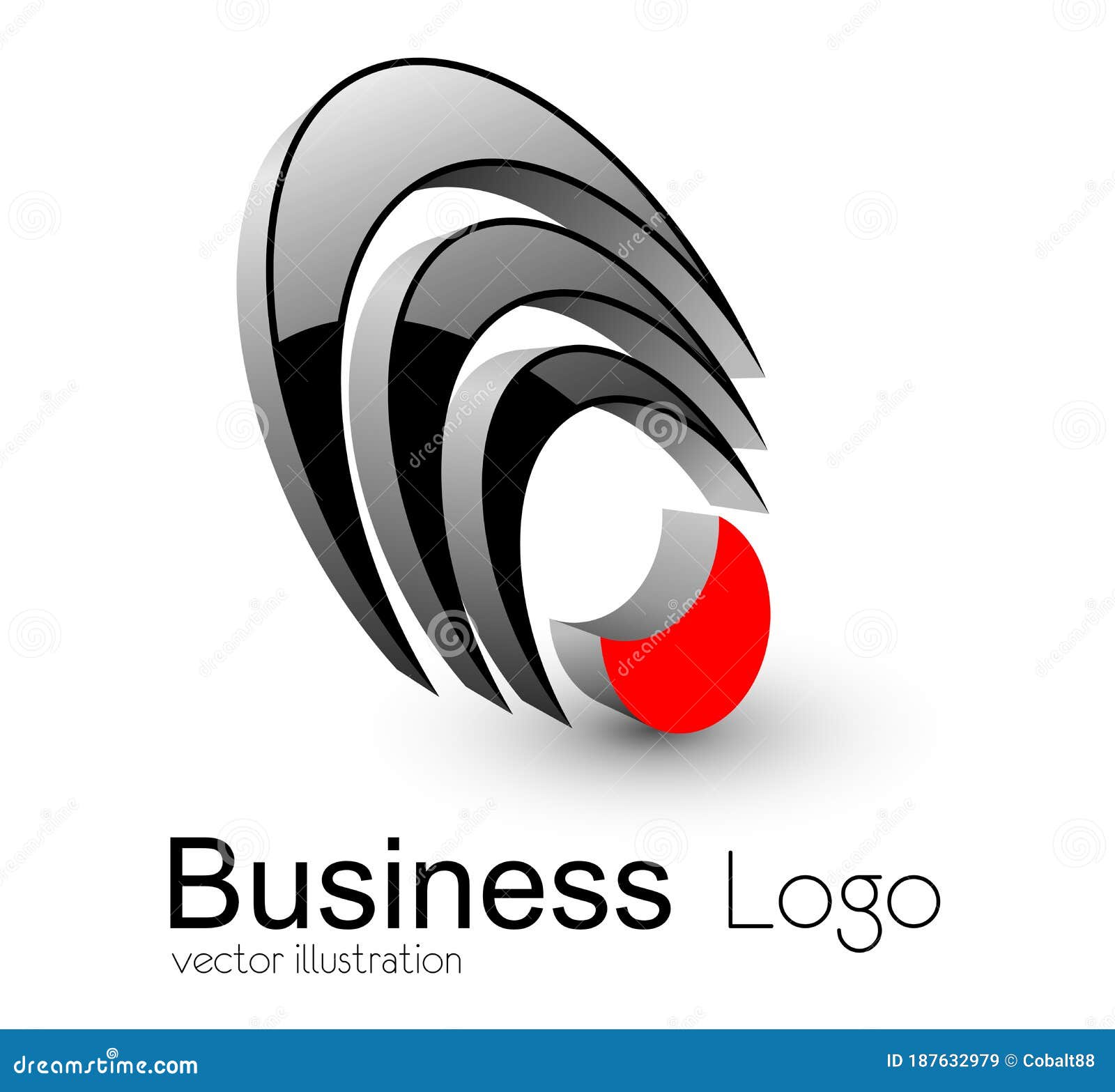 Logo 3D black and red stock vector. Illustration of marketing - 187632979