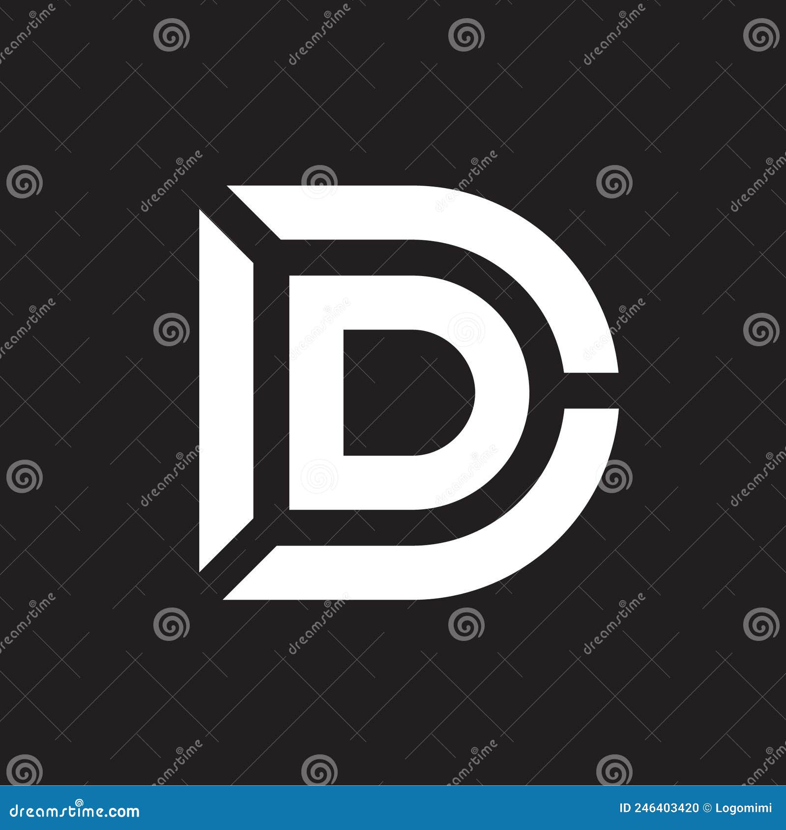 Logo D Monogram Letter, White Color on Black Background Stock Vector ...