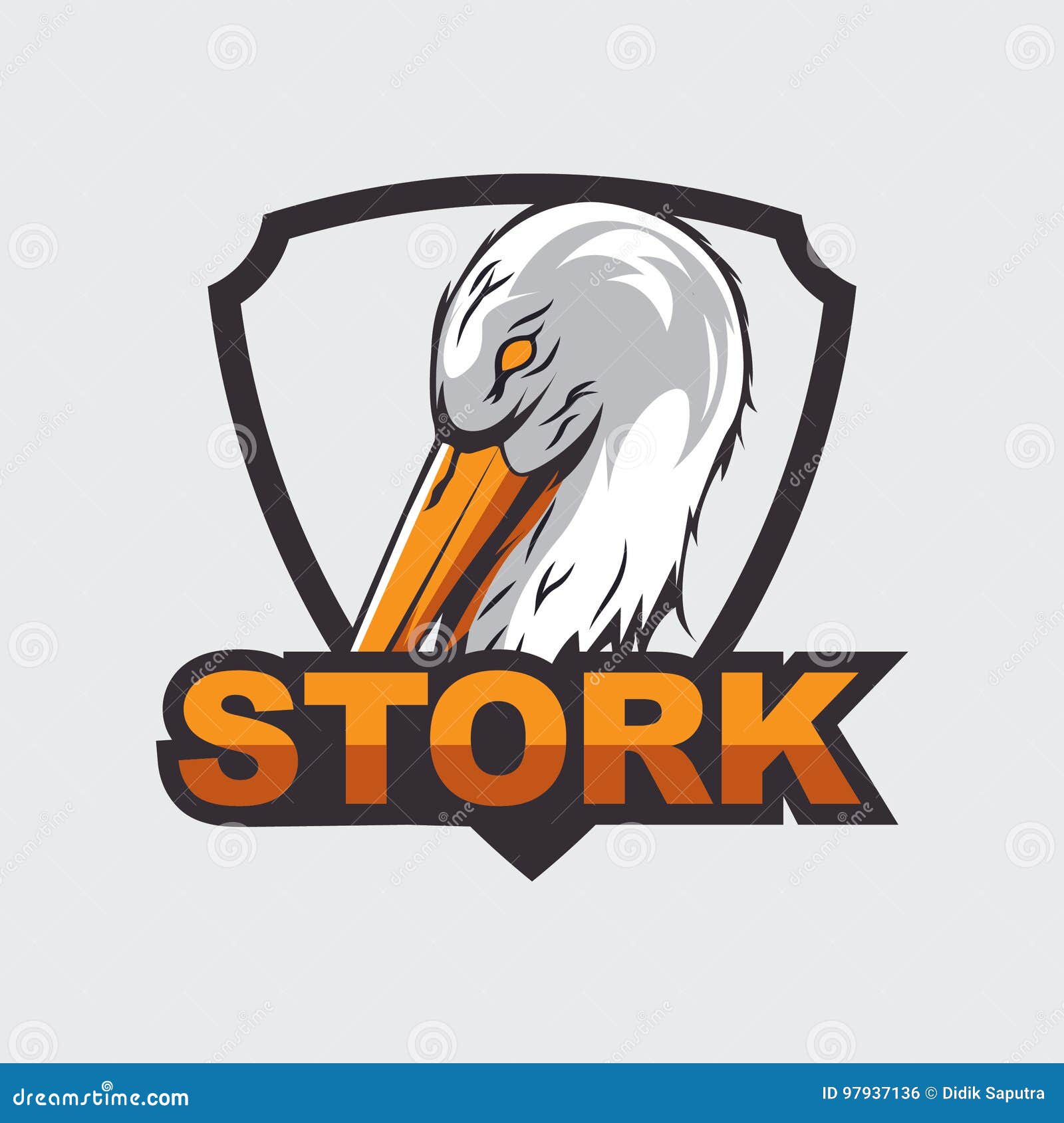 Logo de cigogne illustration de vecteur. Illustration du tête - 97937136