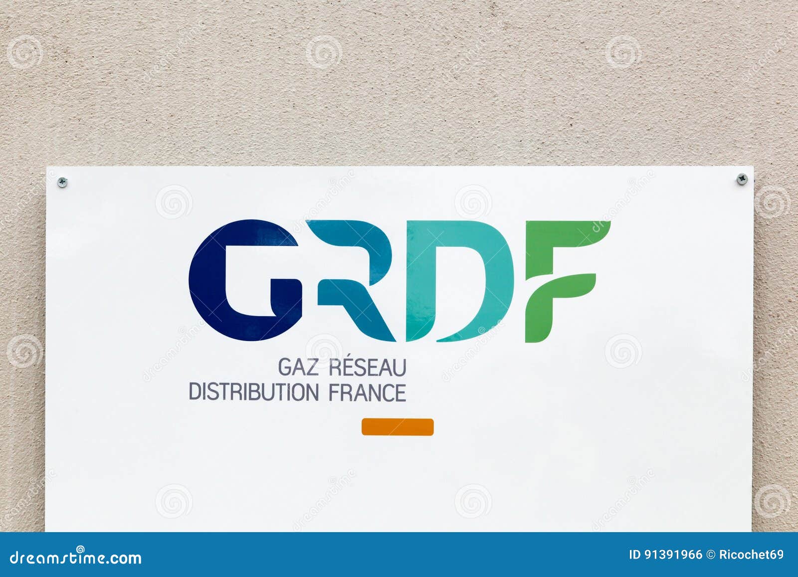 Logo de GRDF sur un mur photo éditorial. Image du france - 91391966
