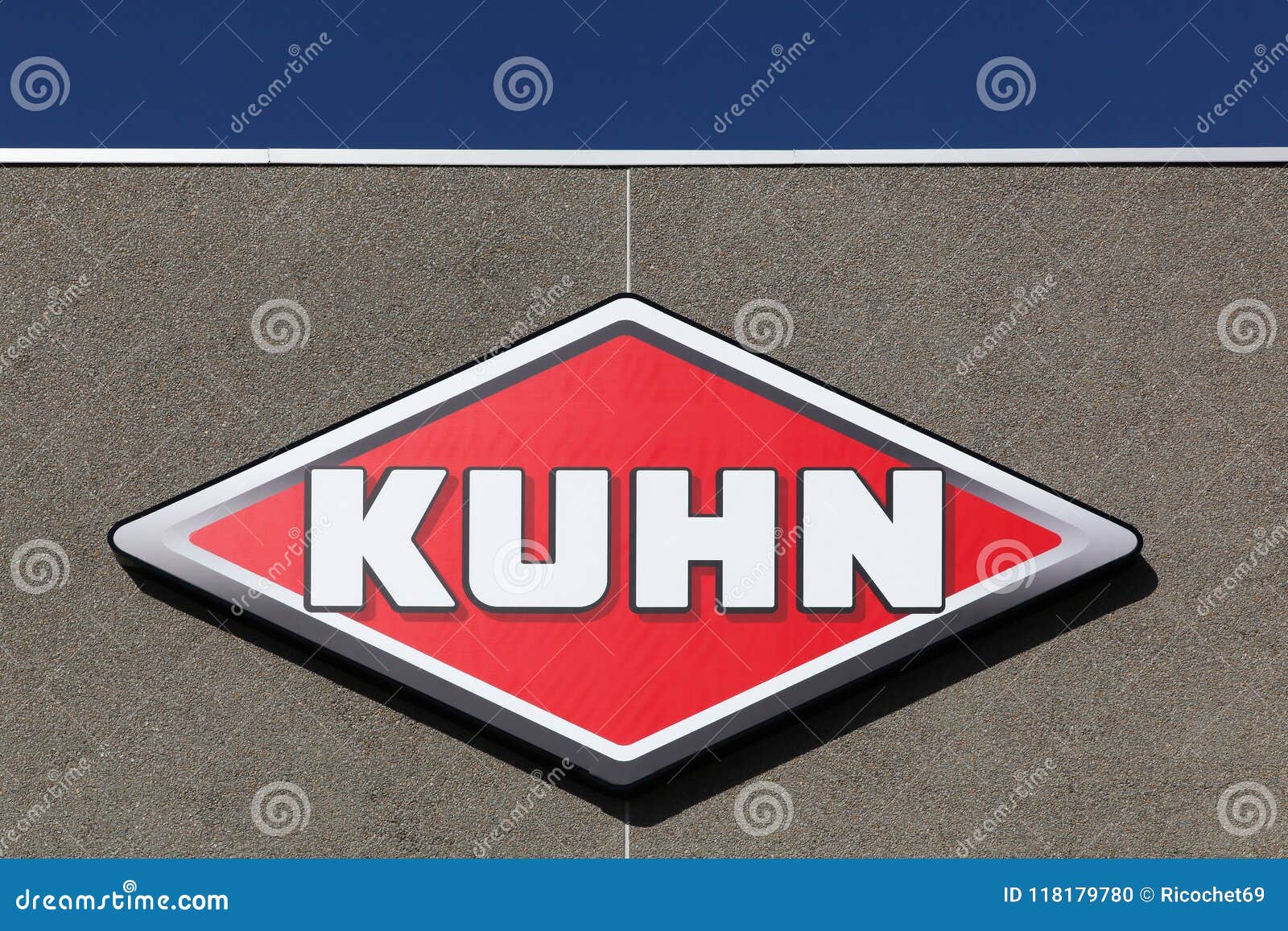 Logo de Kuhn sur un mur image éditorial. Image du extérieur - 118179780