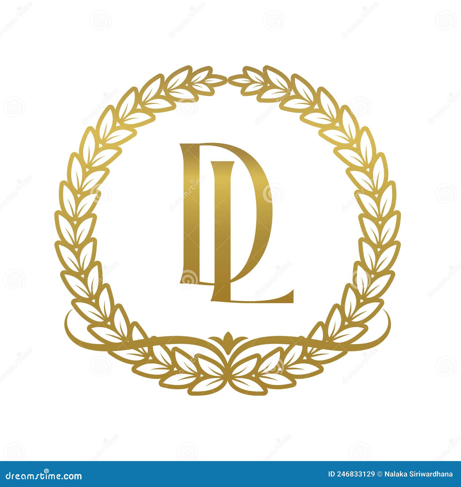 Logo De La Letra Dl Con Corona De Laurel De Oro. Ilustración del Vector ... Logo De La Letra Dl Con Corona De Laurel De Oro. Ilustración del Vector ...