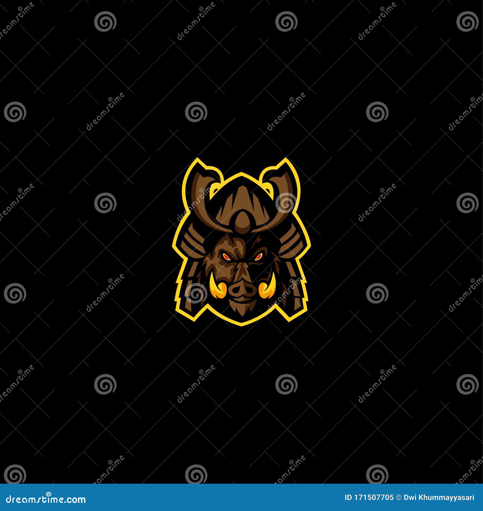 Logo De La Mascota Pig Samurai Ilustración del Vector - Ilustración de ...