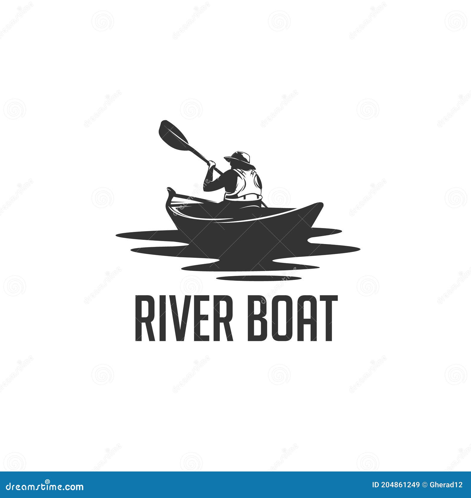 Logo De La Silhouette Du Fleuve Kayak Illustration Stock - Illustration ...