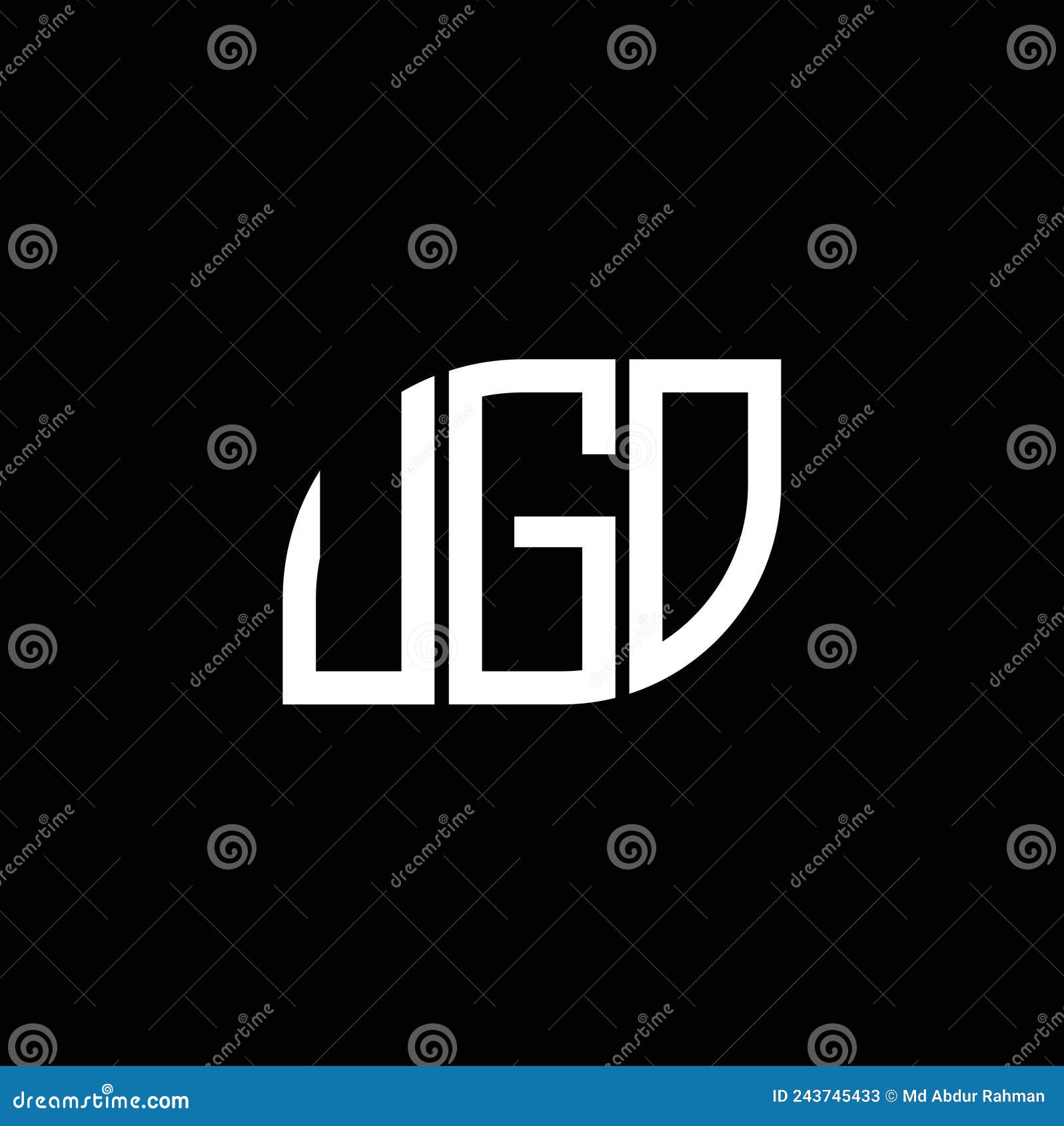 Logo De Lettre Ugo Sur Fond Noir. Logo De Lettre D'initiales Ugo ...