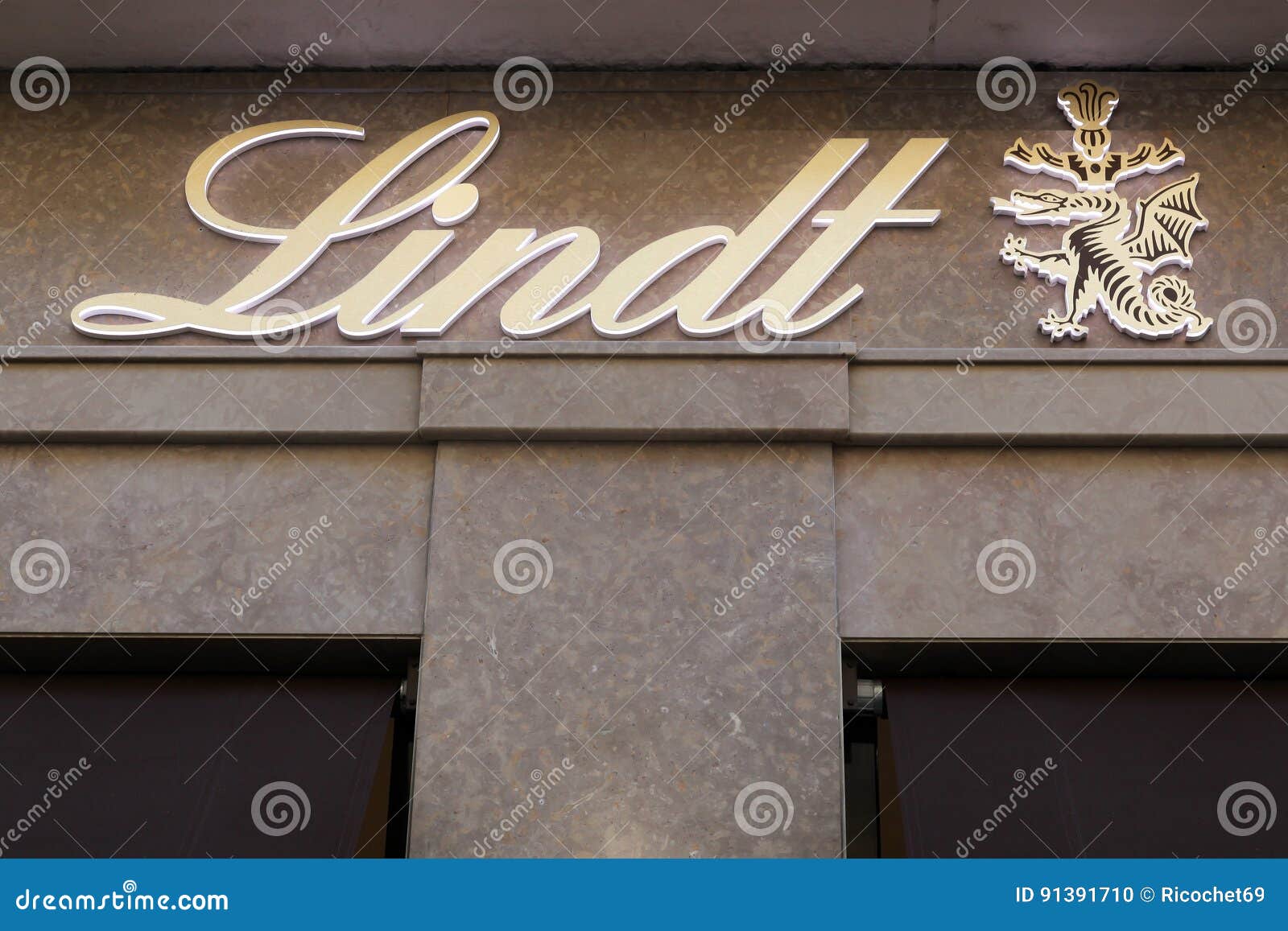 Logo de Lindt sur un mur image éditorial. Image du délicieux - 91391710
