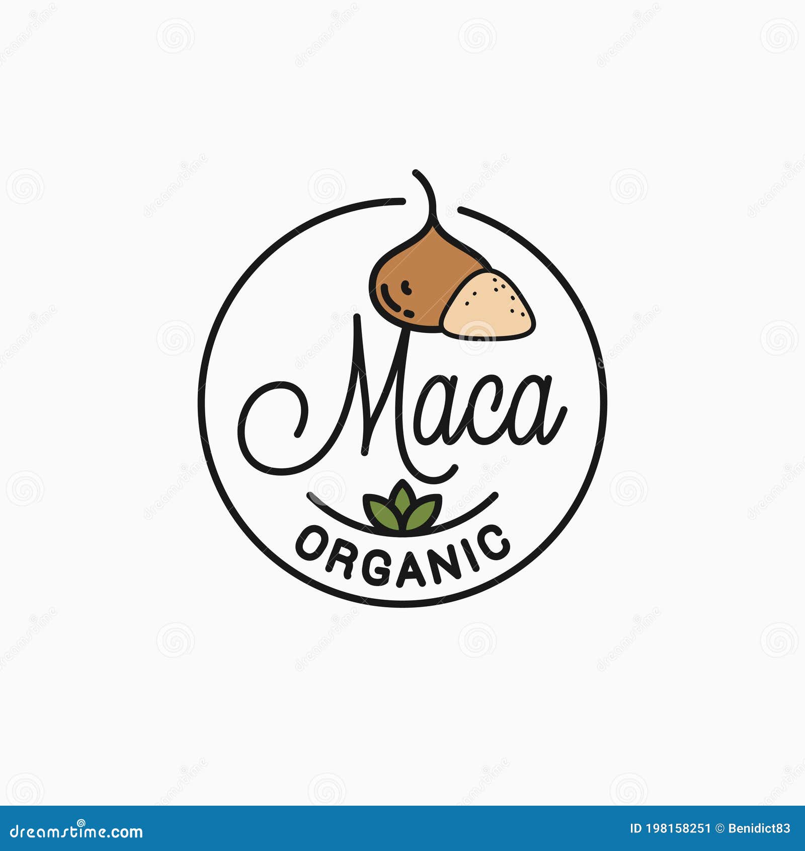 Logo De Maca Logo Lineal Redondo De Maca Supercomida Ilustración del ...