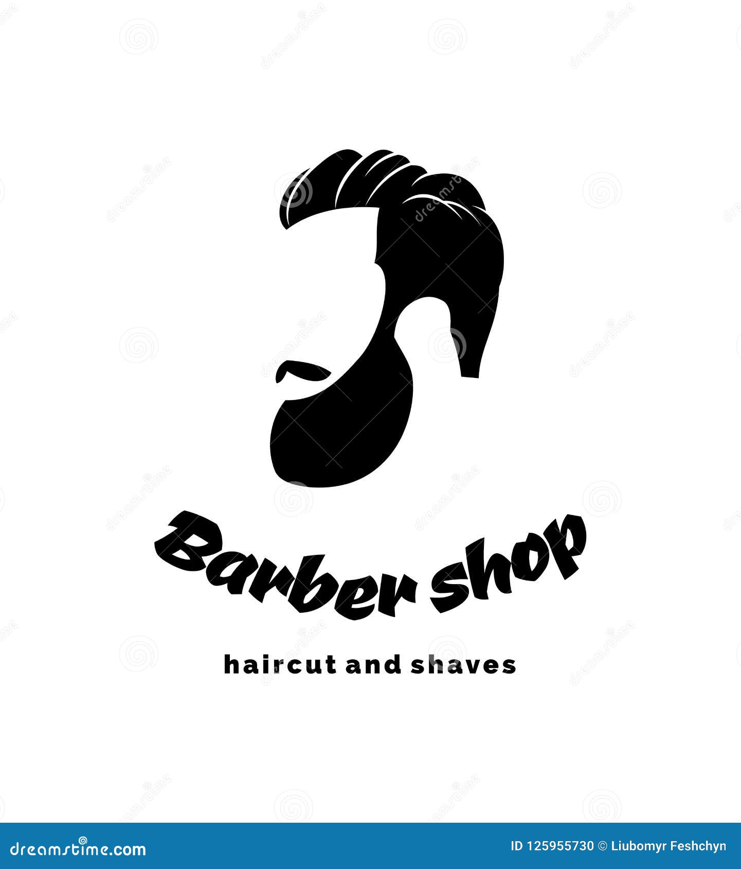 Logo De Salon De Coiffure Le Coiffeur Homme Bel Avec La Barbe Et La