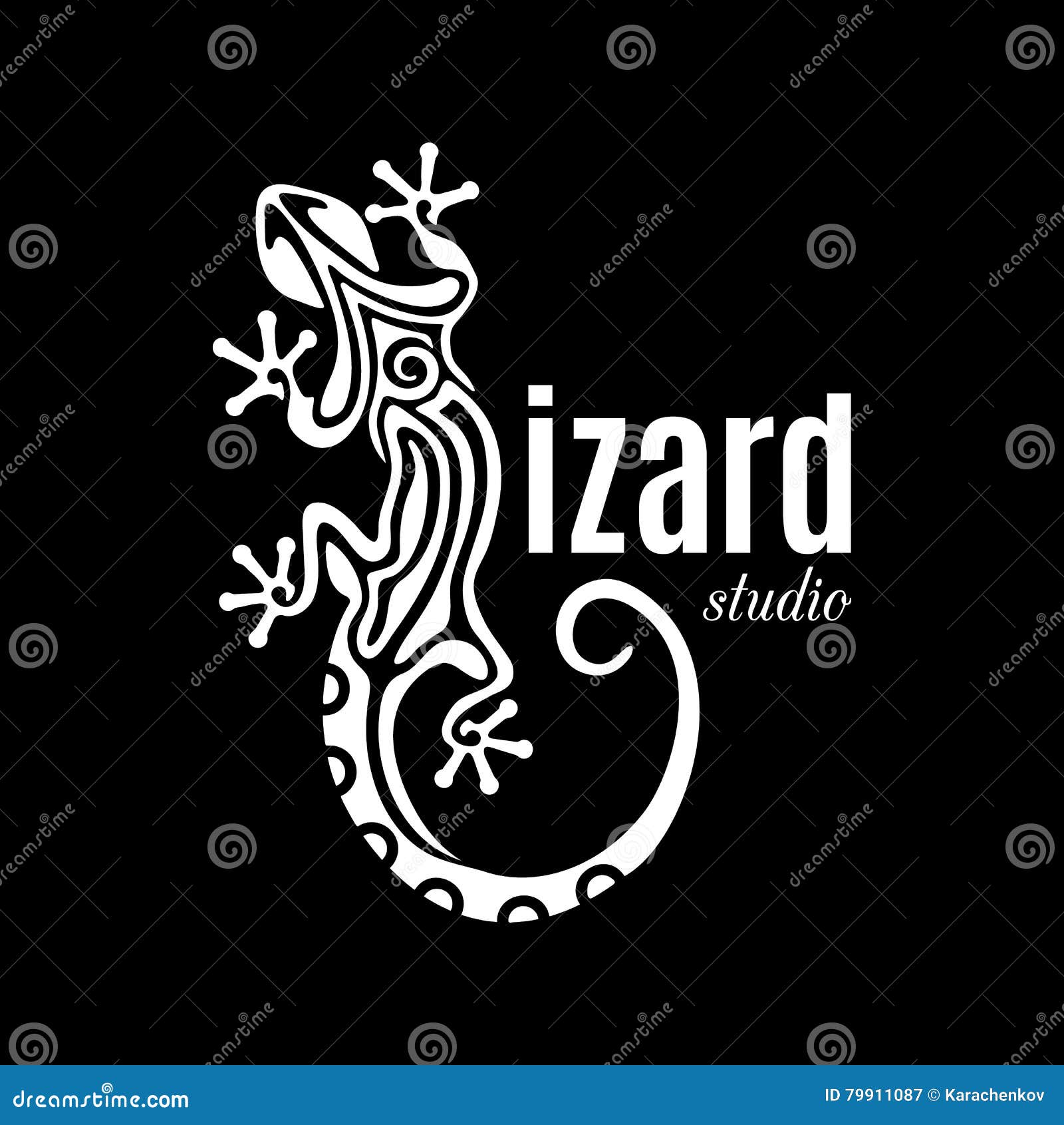 Logo de studio de lézard illustration de vecteur. Illustration du noir ...