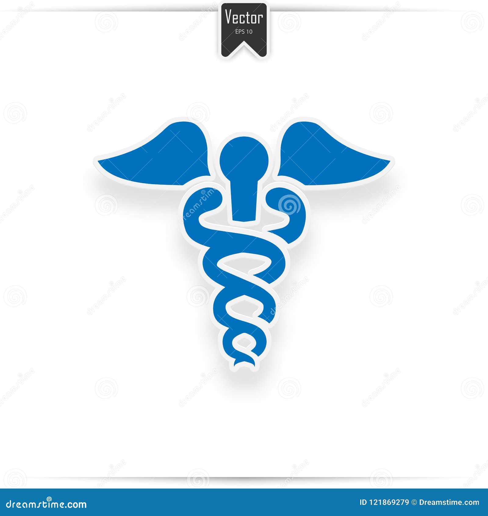 Logo del blu del caduceo illustrazione vettoriale. Illustrazione di ...