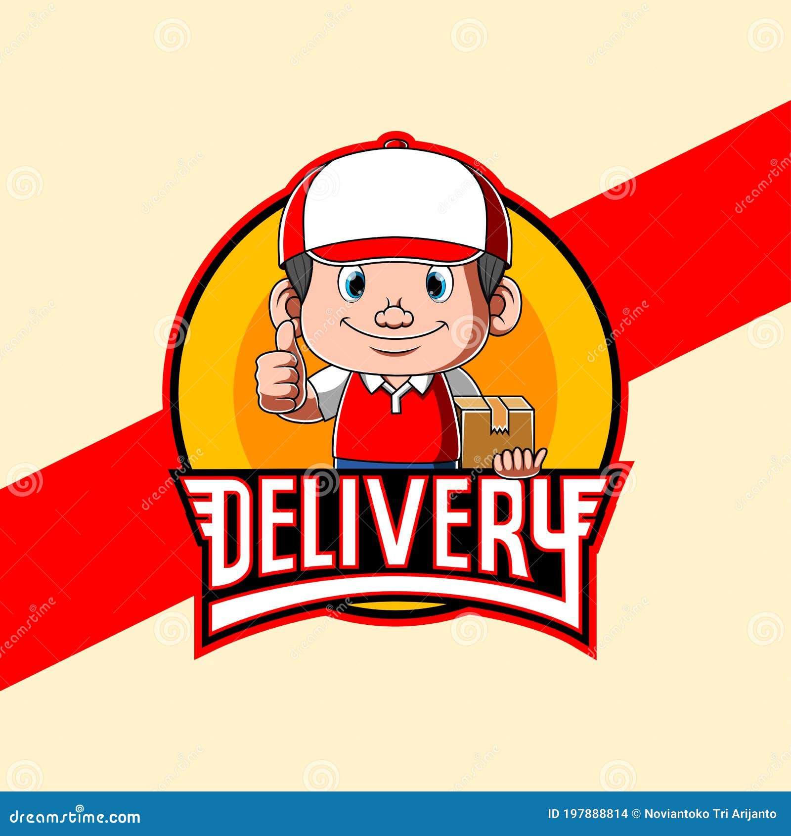 The Logo Delivery Inspiration with the Courier and His Cap Stock Vector ...