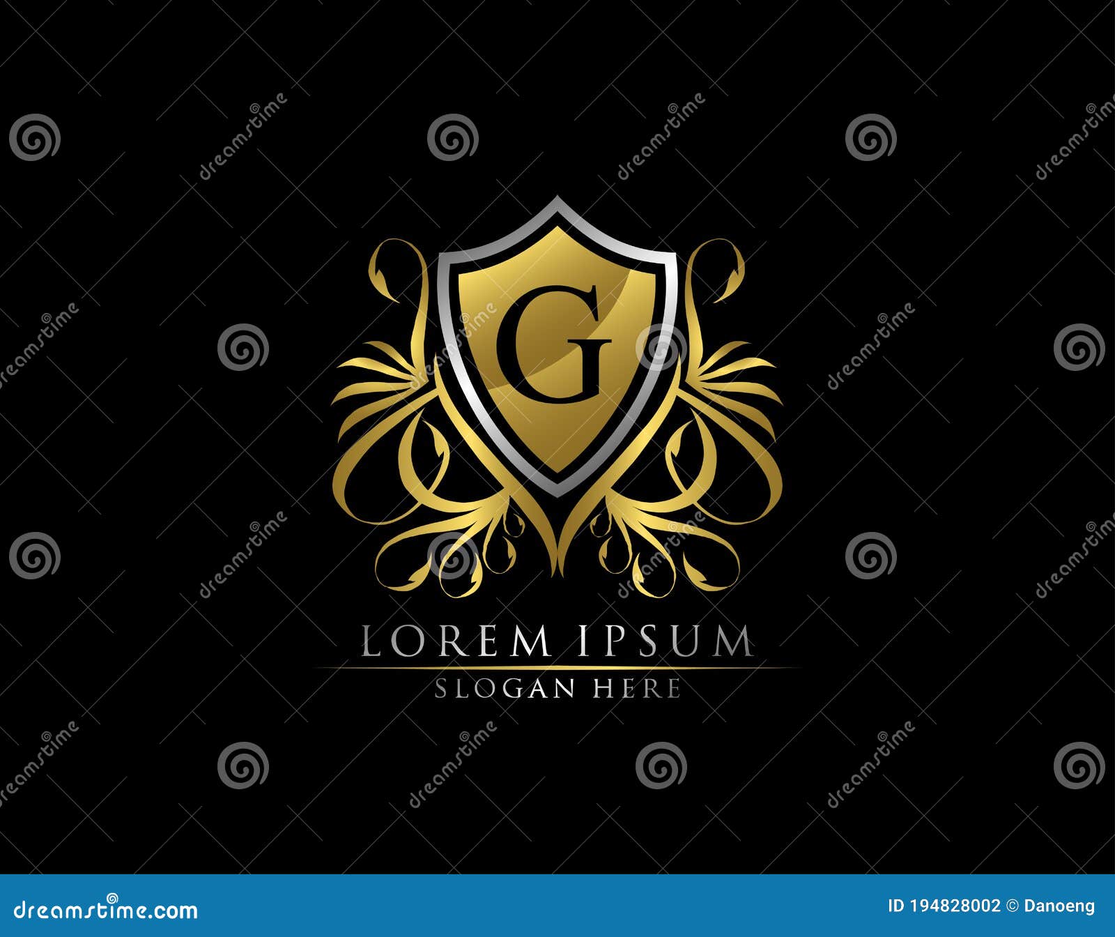 Logo Della Lettera Dello Scudo Reale Oro. Design Elegante E Elegante ...