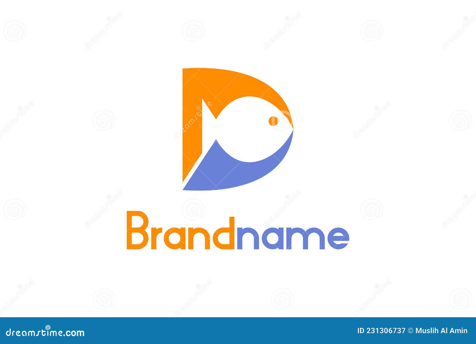 Letter D fish logo design stock vector. Illustration of initial - 231306737