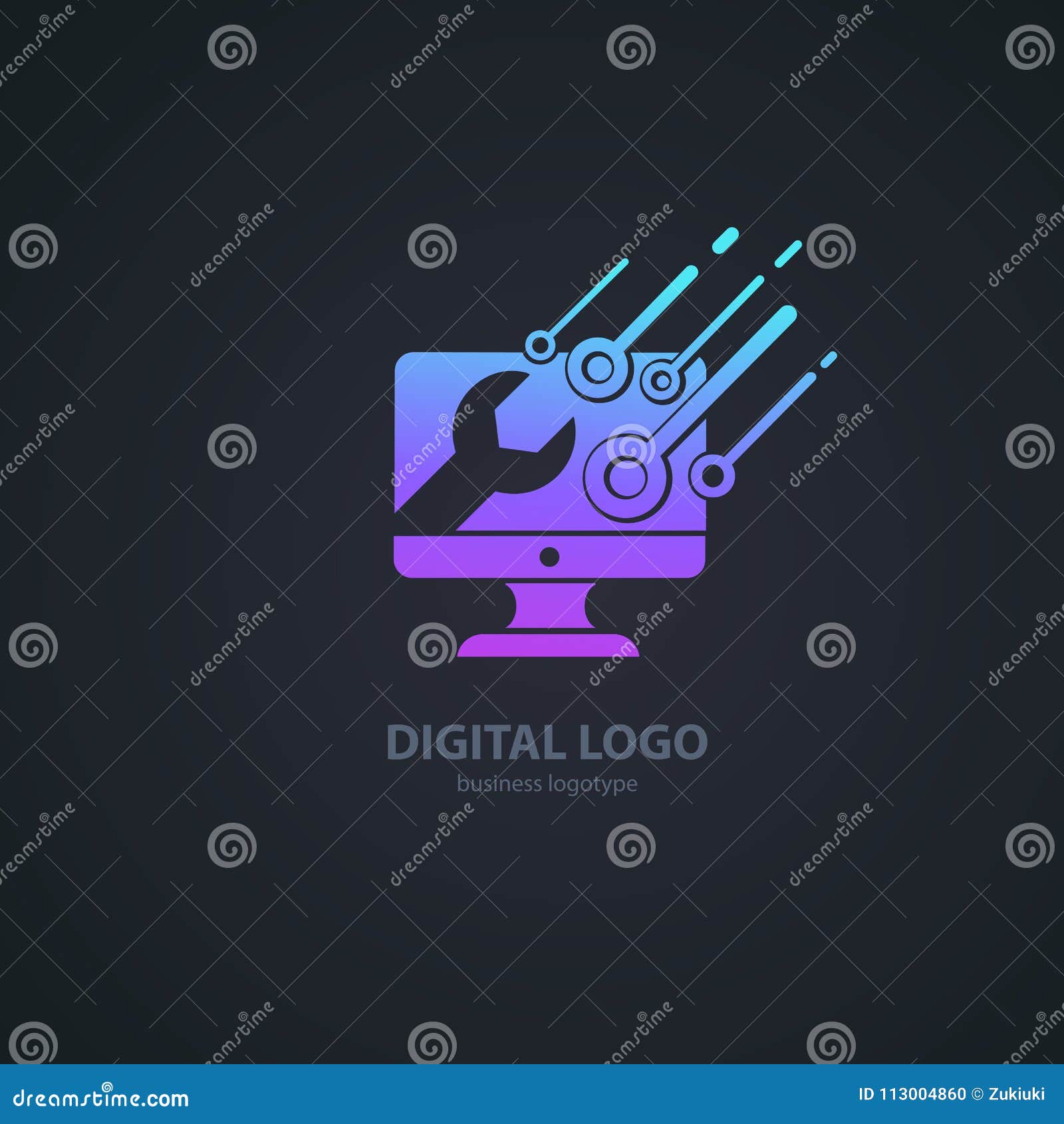Logo Design Abstract Computer Repair Vector Template. Stock Vector ...