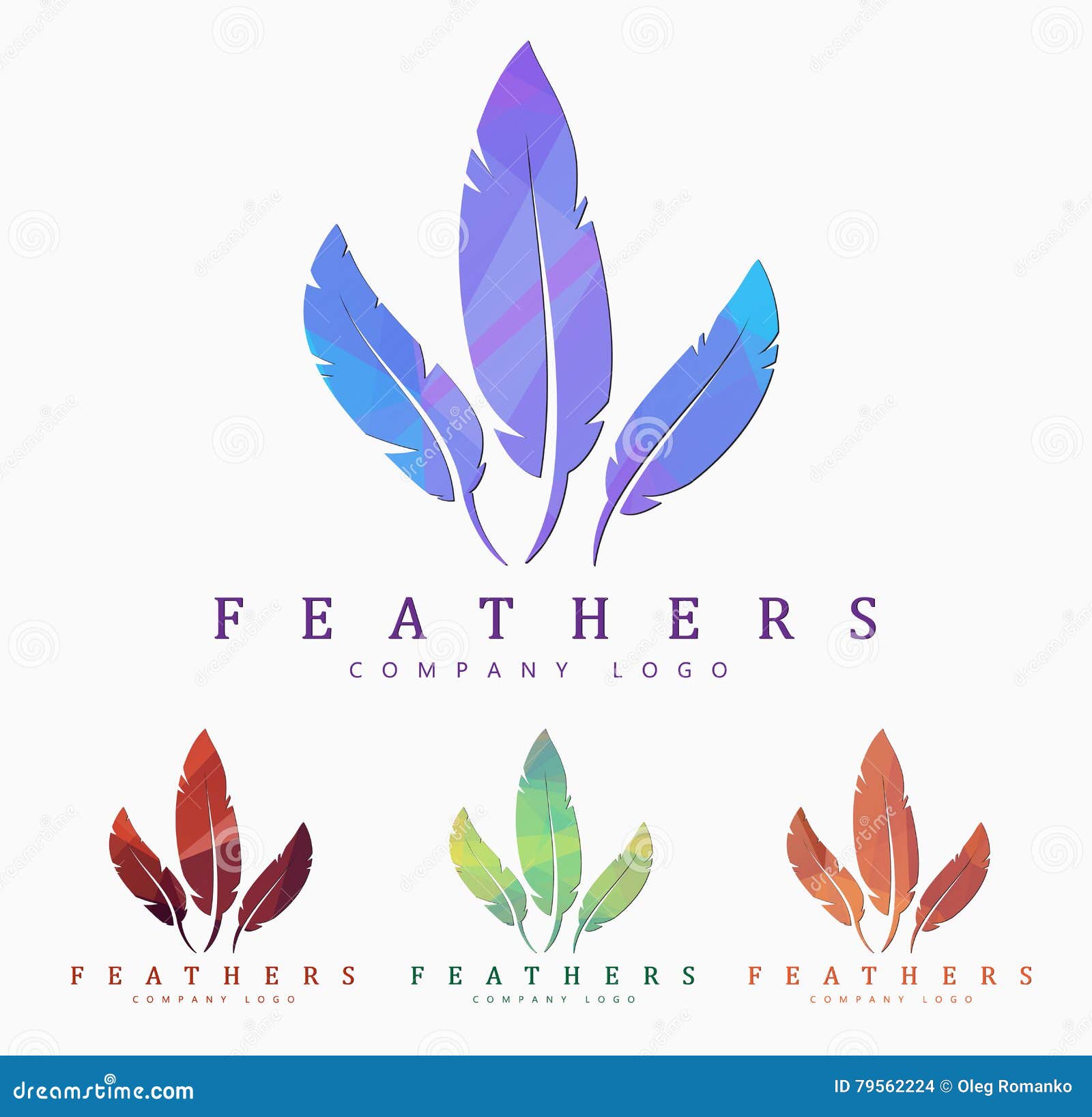 Logo Design with Bird Feather. Abstract Polygonal Element Stock Vector ...