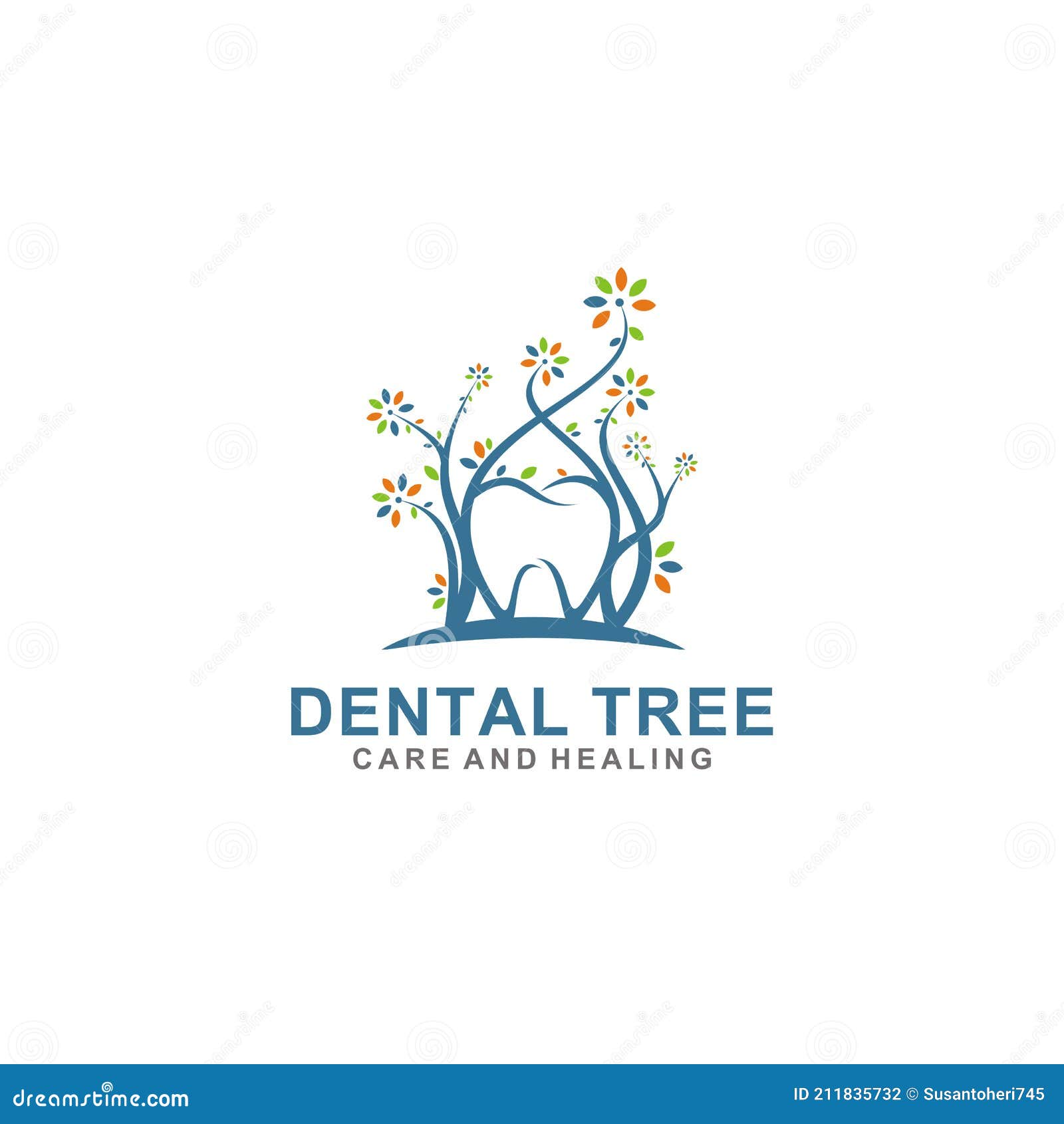 Logo Design Combination of Natural Tree and Teeth Stock Vector ...