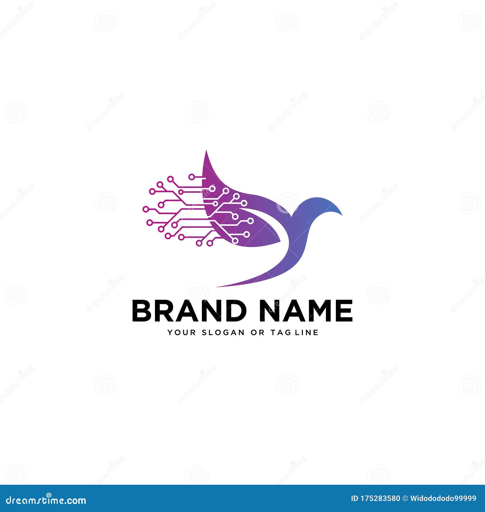 Logo Design Concept Bird Tech Vector Stock Vector - Illustration of ...