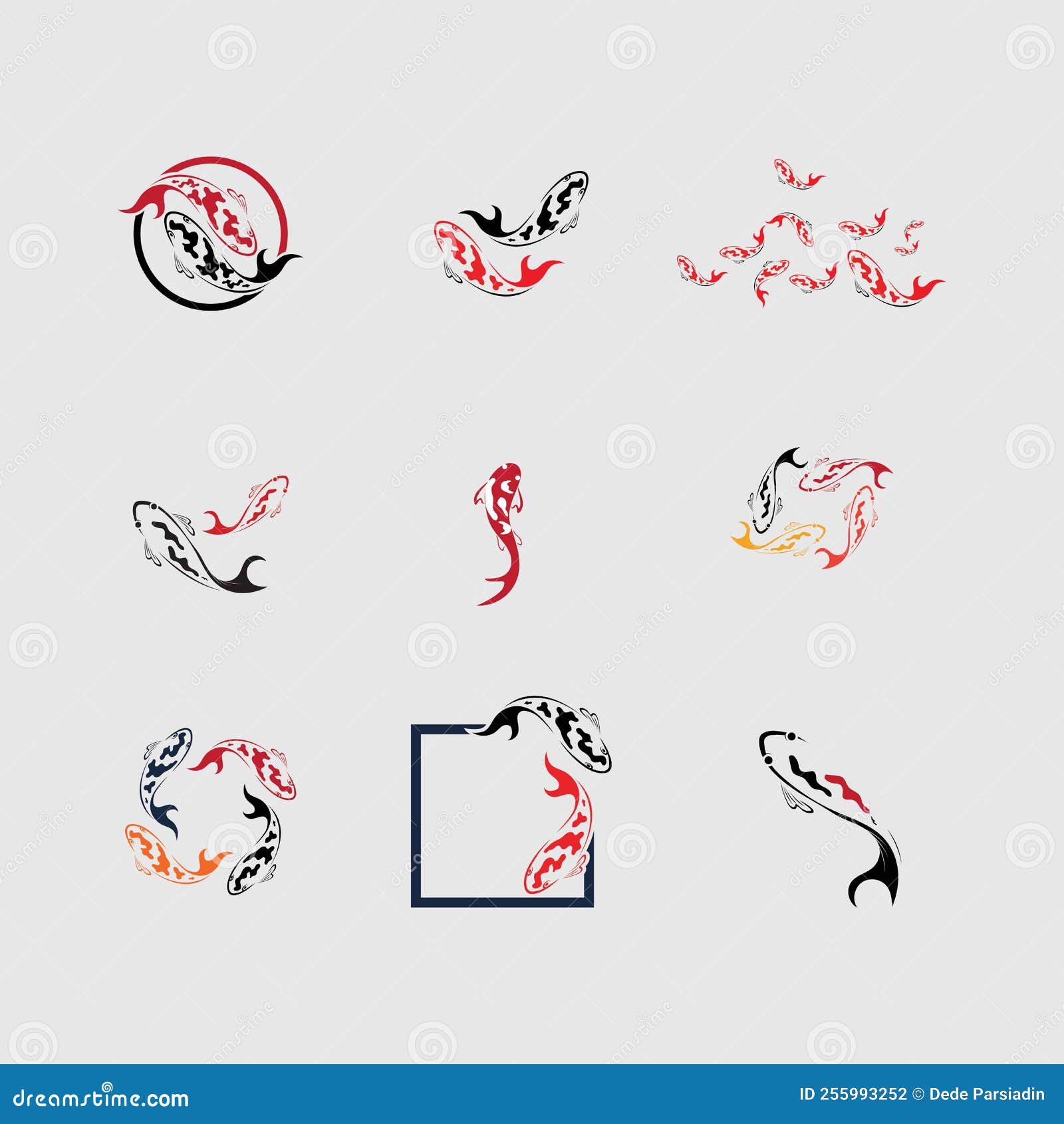 Logo Design Concept of Koi Fish Stock Vector - Illustration of label ...