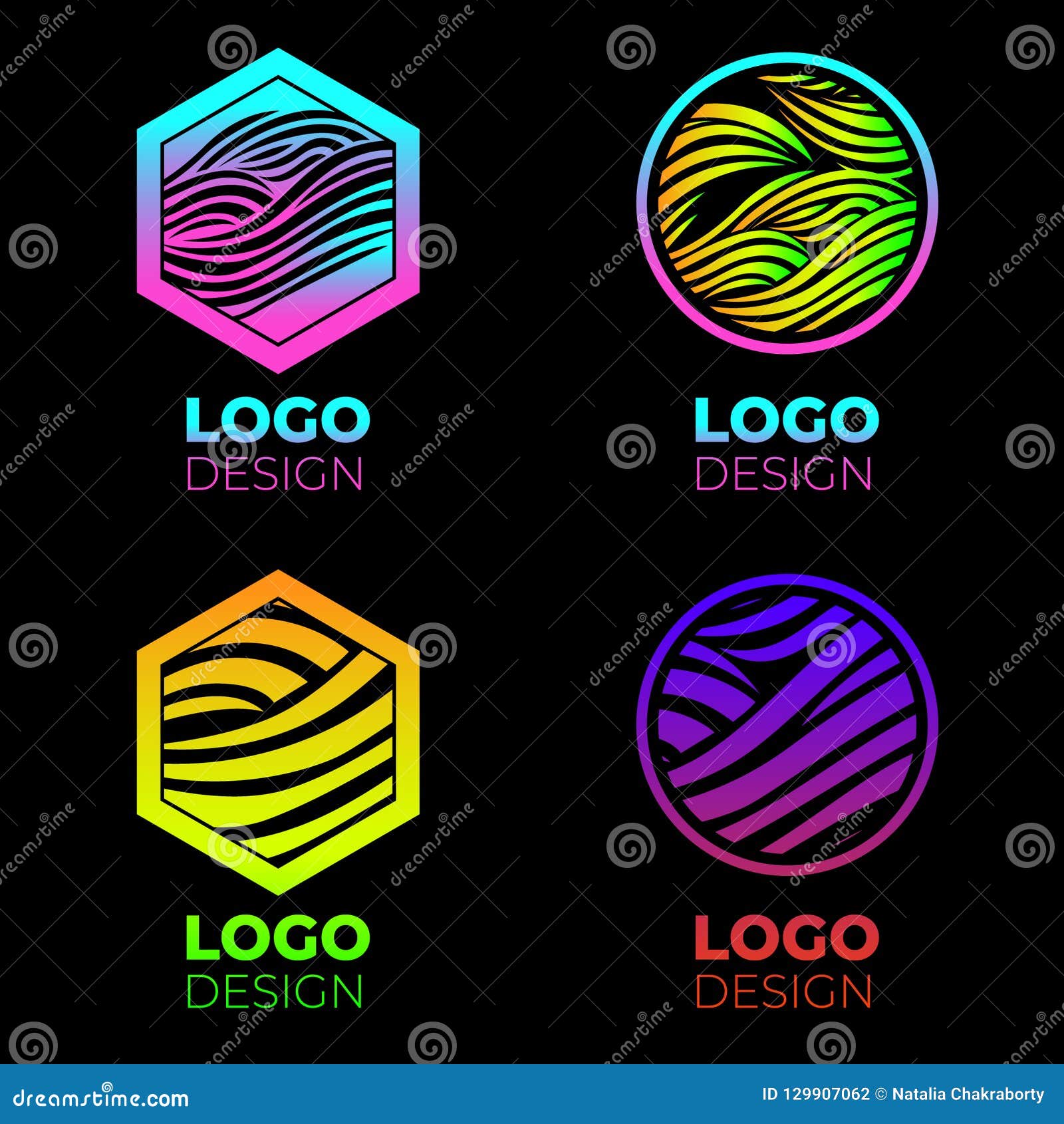 Logo design elements set stock vector. Illustration of gradient - 129907062