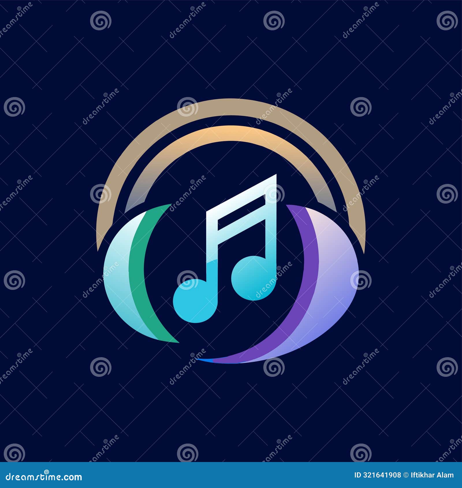 A Logo Design Featuring a Music Note Encompassed by Multiple Colorful ...