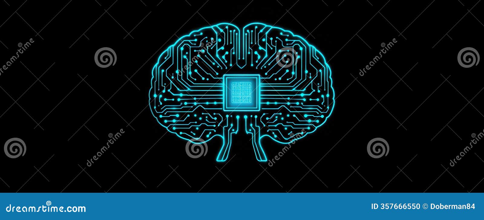 AI Brain Logo with Futuristic Circuitry Design on Black Background ...