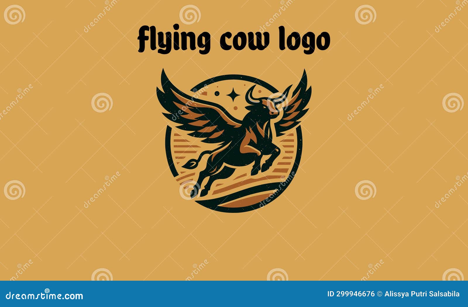 Logo Design of Flying Cow Vector Flat Design Stock Illustration ...