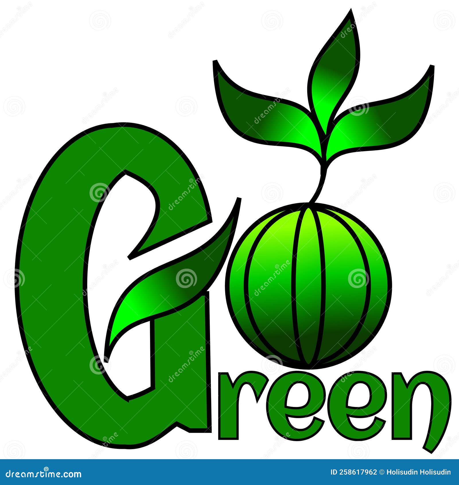 Logo Design with Go Green Text Stock Illustration - Illustration of vector, leaf: 258617962
