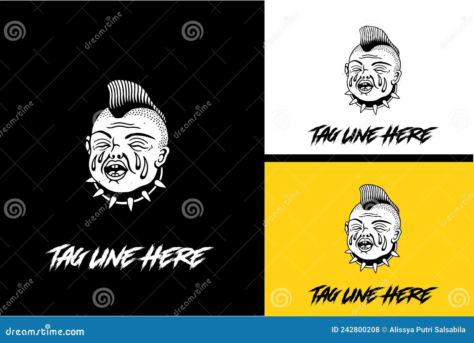 Logo Design of Head Baby Punk Vector Black and White Stock Vector ...
