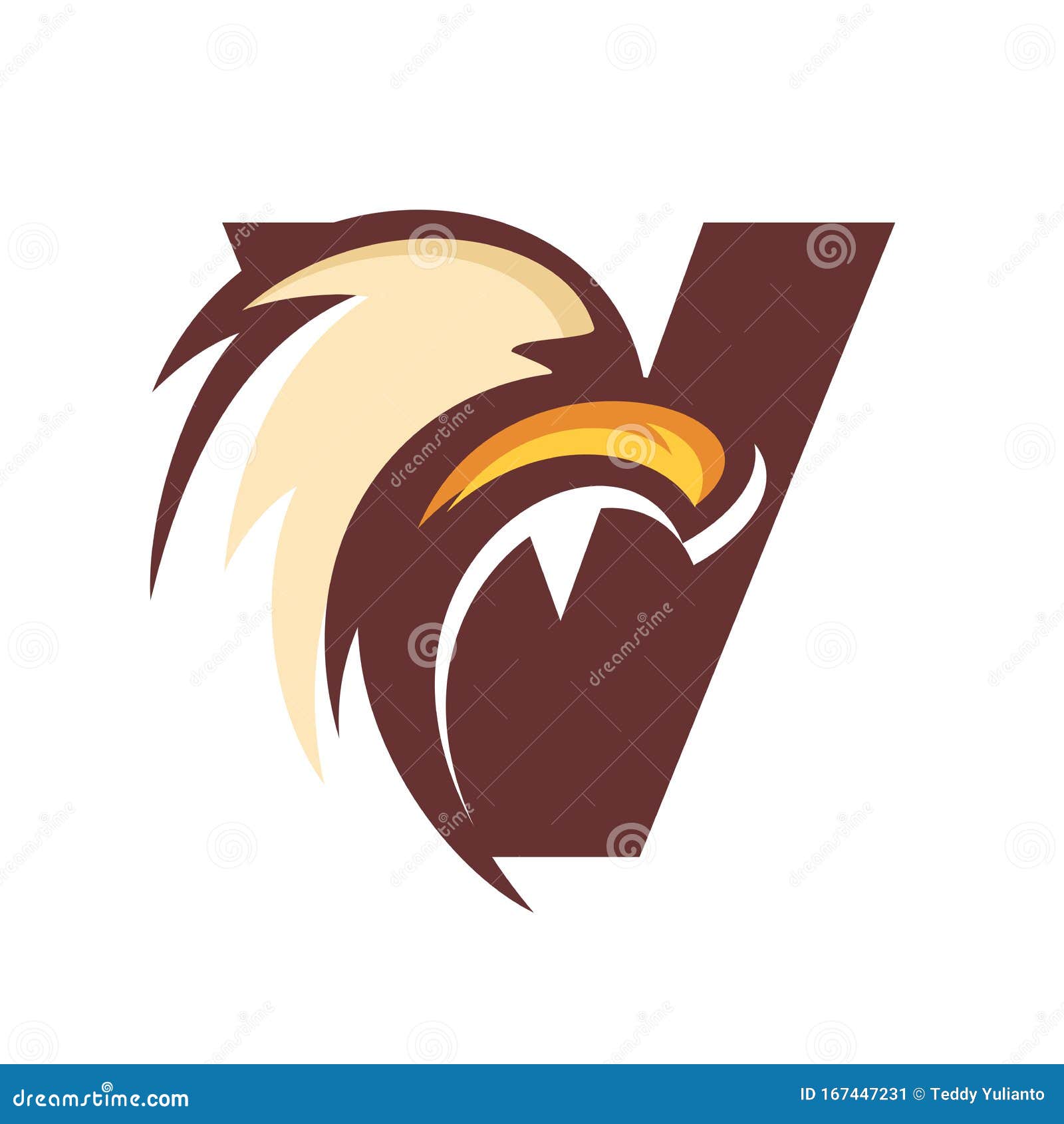 Logo Design Initial V Eagle Stock Vector - Illustration of bird ...