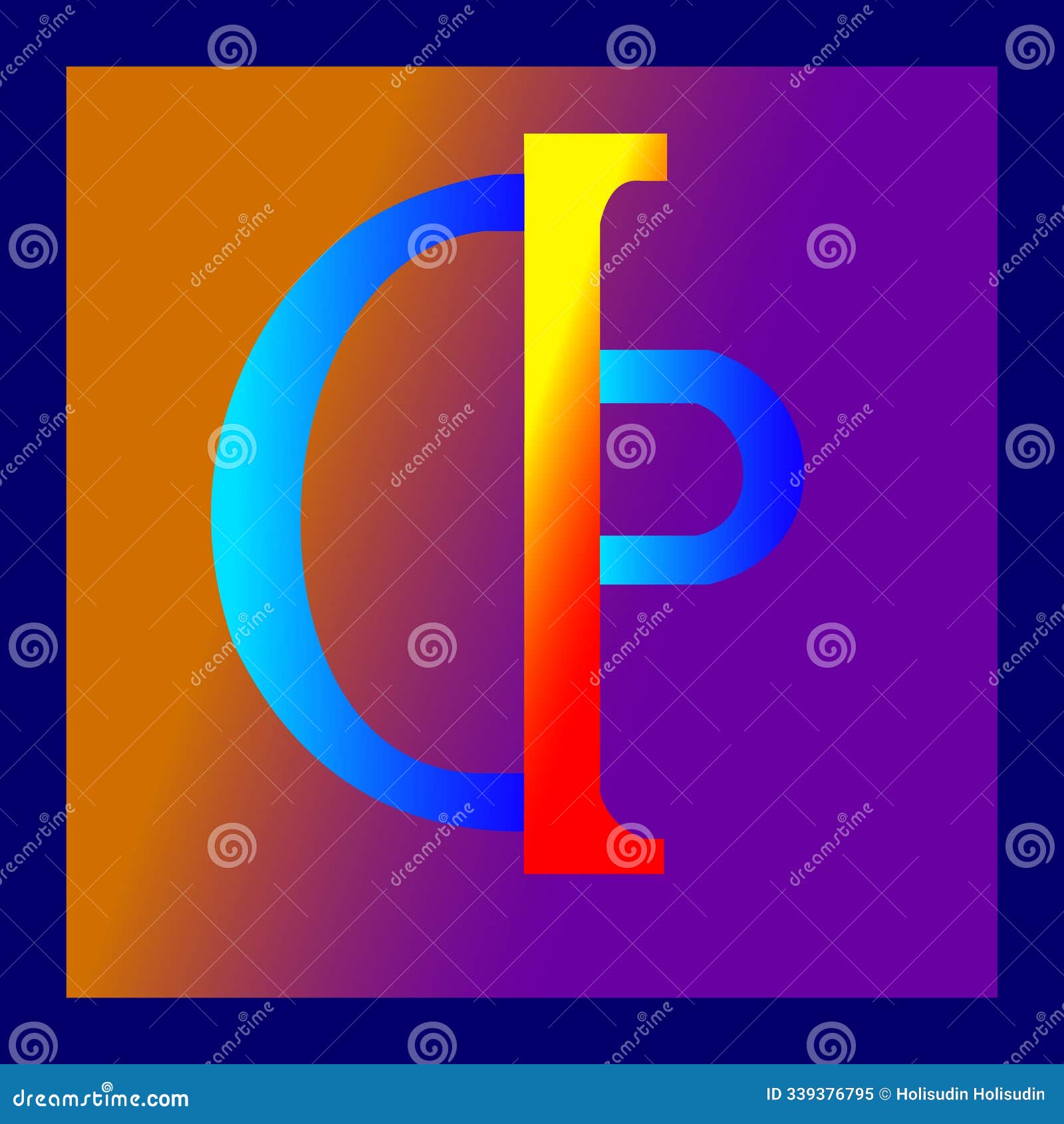 Logo Design of the Letter C P Color Blue Yellow Gradient Simple Stock ...