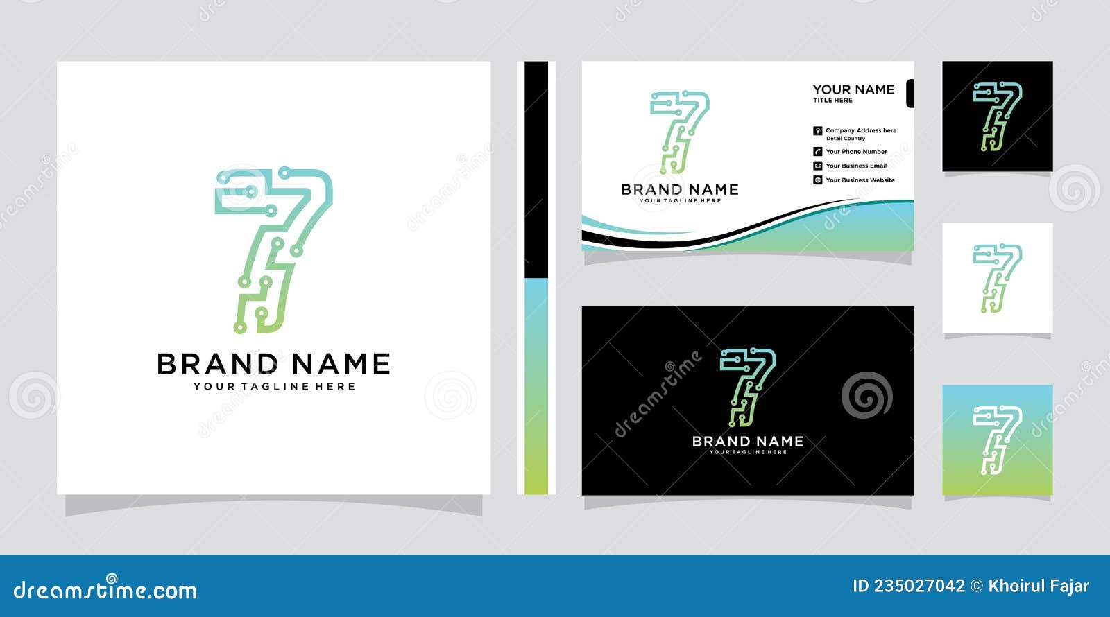 Logo Design of Number 7 for Technology Electronics Digital Connection ...
