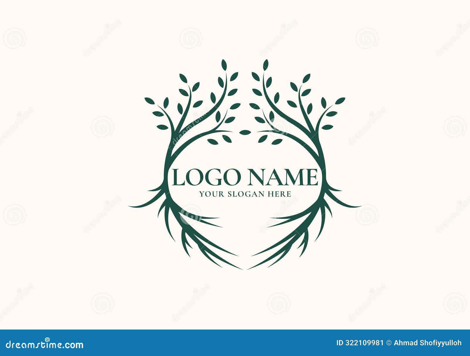 Logo Design Plant and Roots Symmetrically. Logo Design Tree, Botanical ...