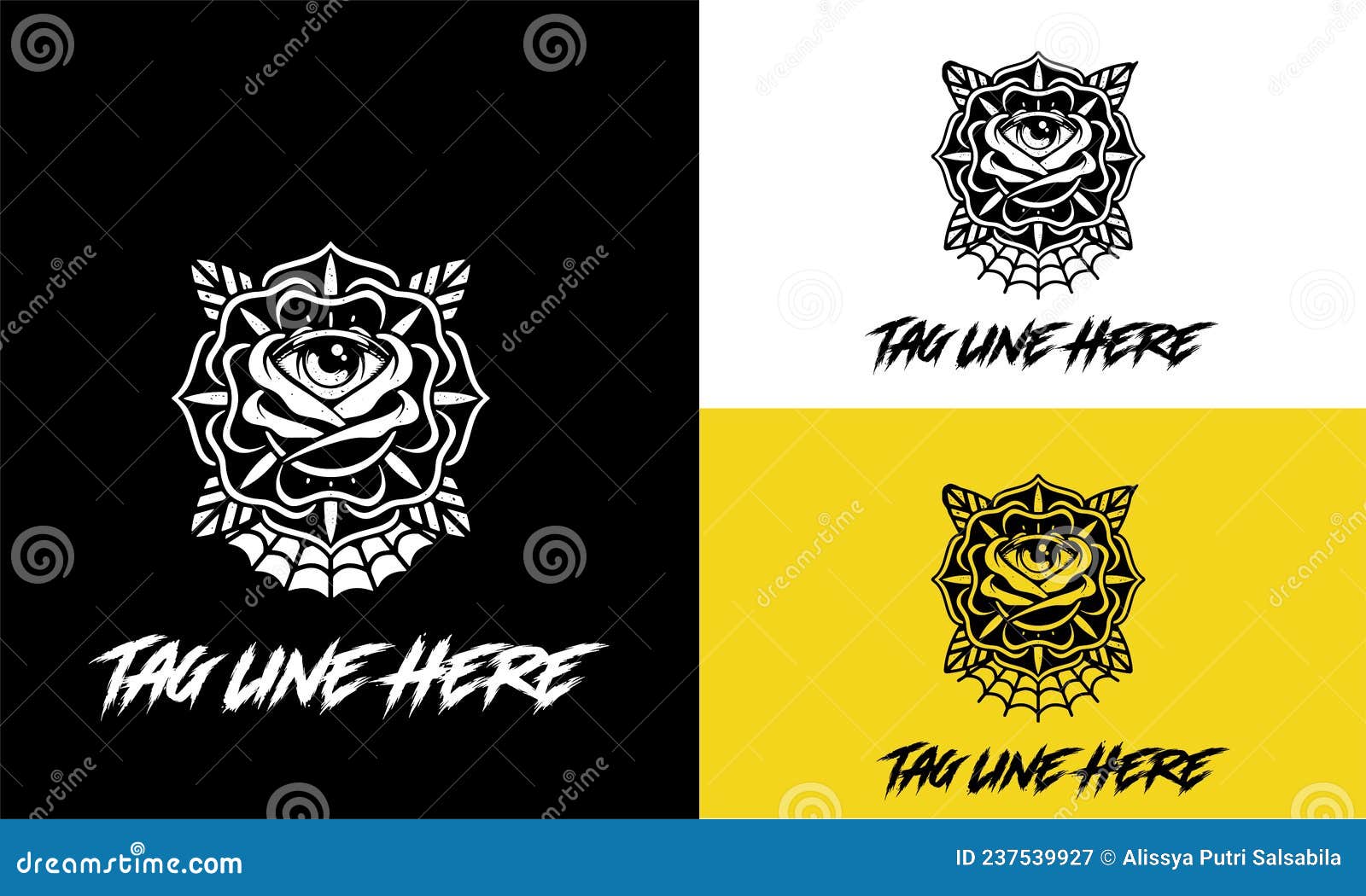 Logo Design of Rose Flower and One Eye Vector Illustration Stock Vector ...