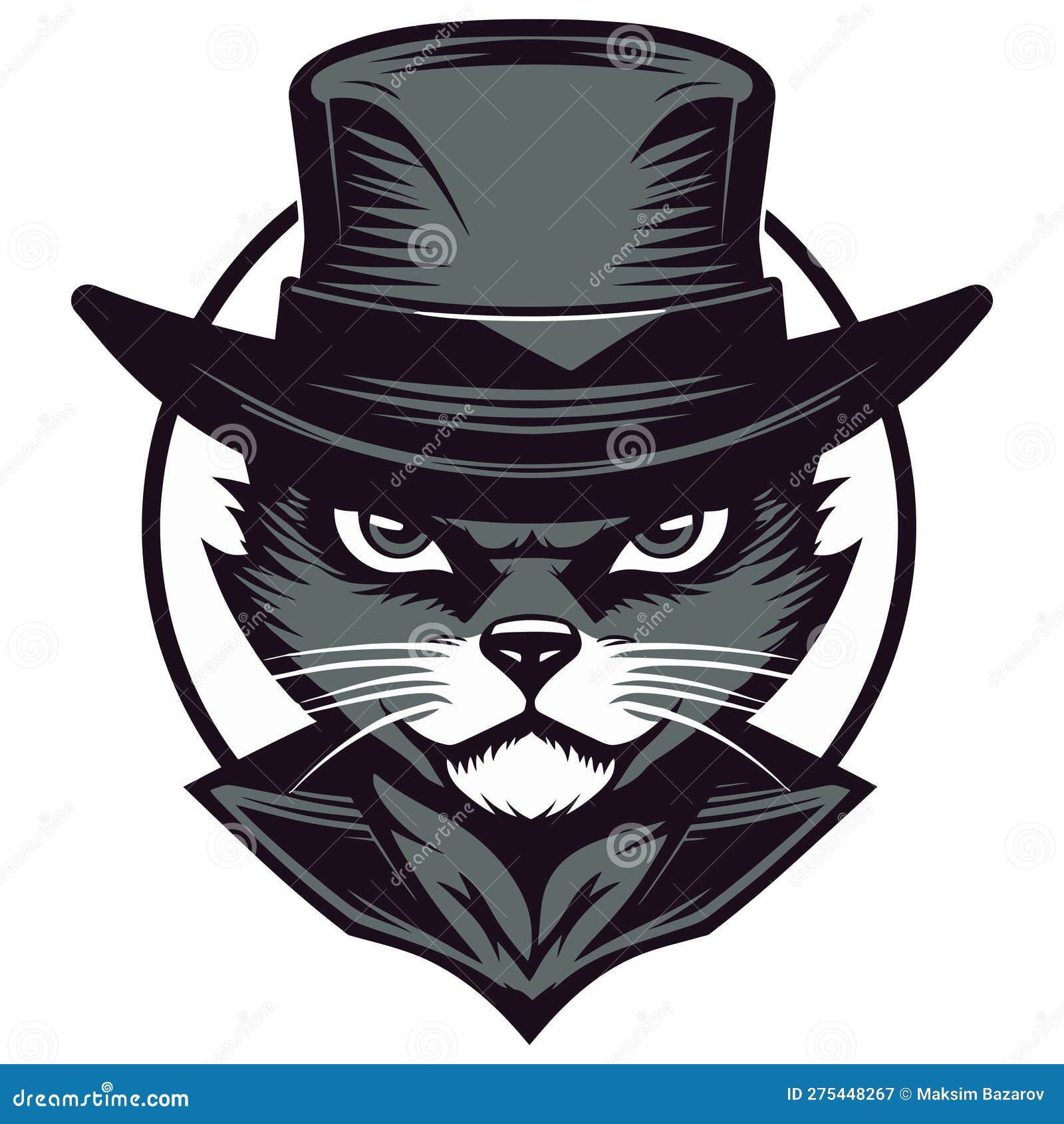 Logo Design of Serious Cat in the Hat Stock Vector - Illustration of ...