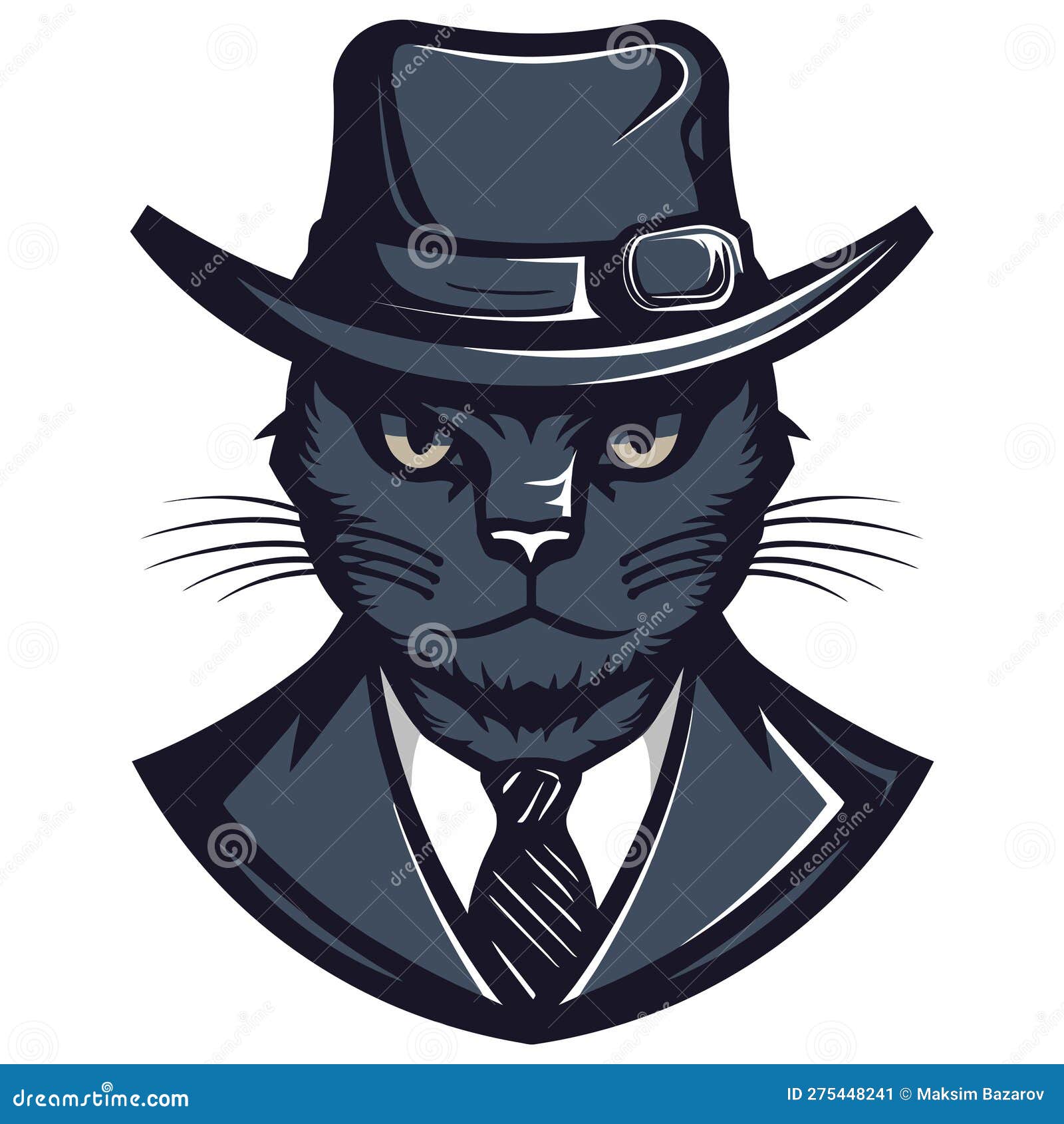 Logo Design of Serious Cat in the Hat Stock Vector - Illustration of ...