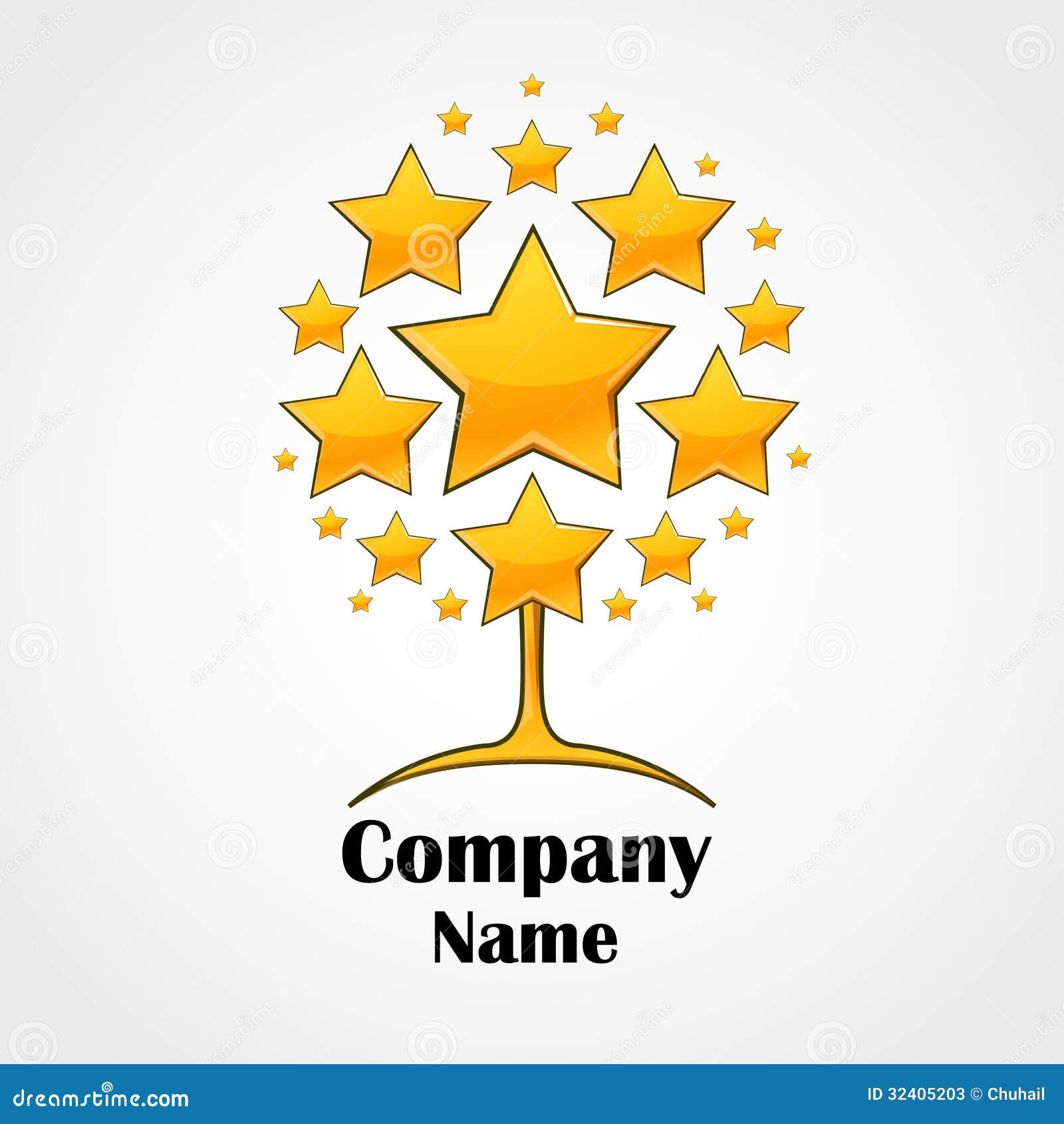 Logo Design Template. Tree Made of Stars Stock Vector - Illustration of ...