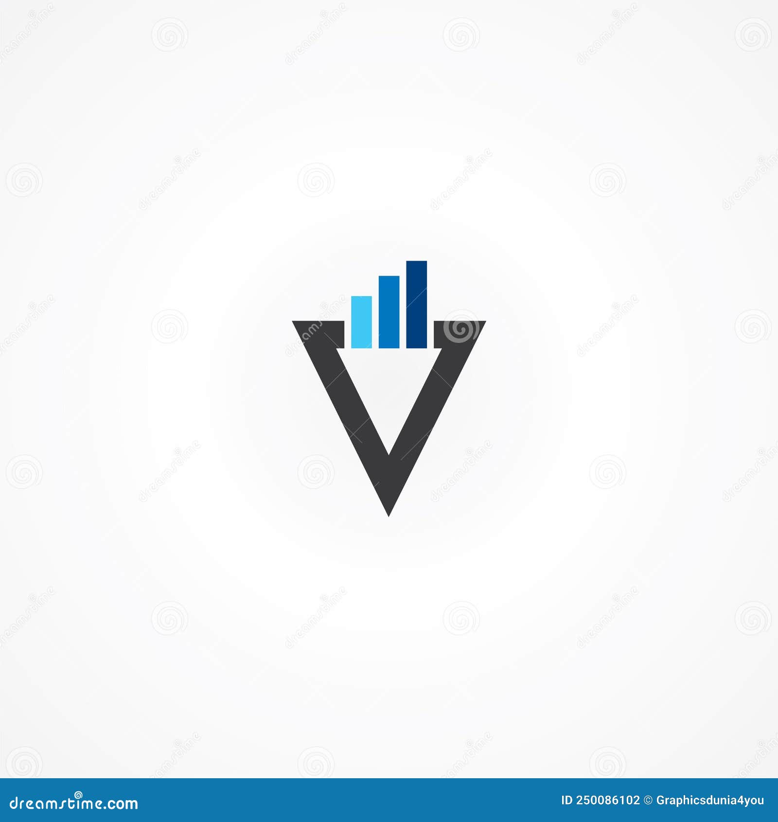 Logo Design for Text V with Business Graph Stock Vector - Illustration ...