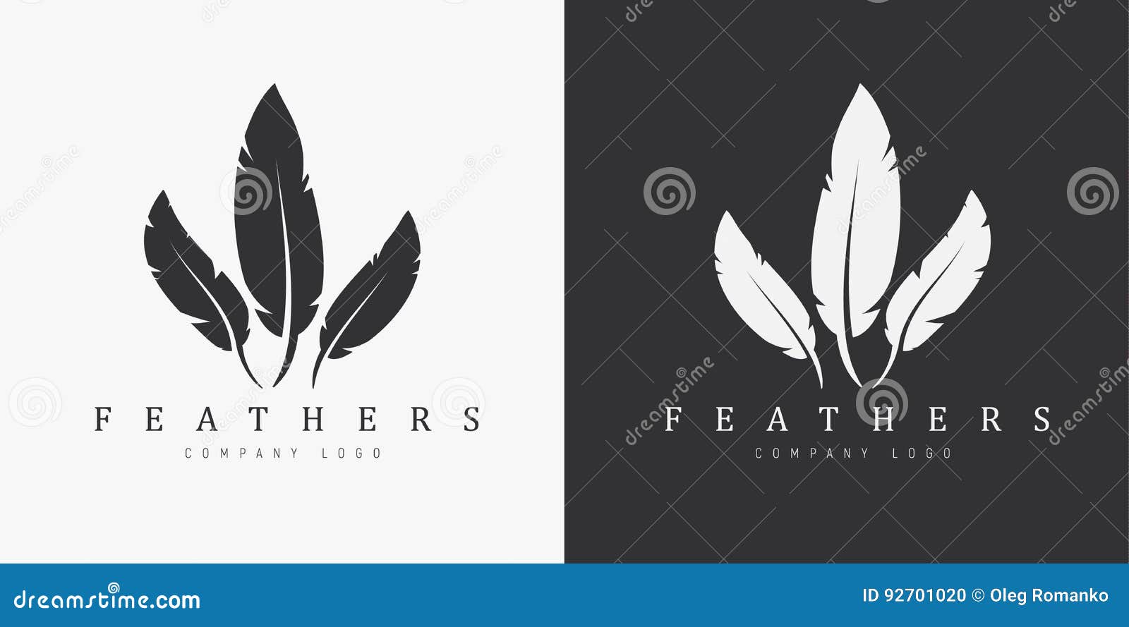 Logo Design with Three Feathers and Company Name. Stock Vector ...